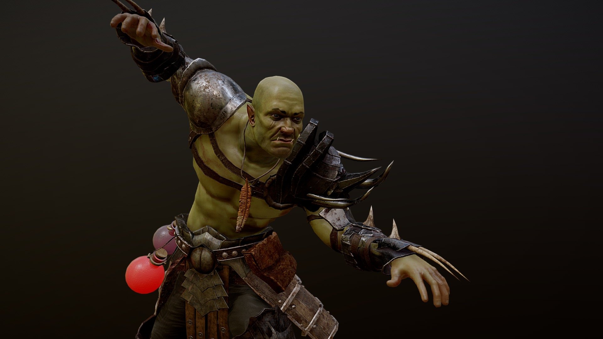 Half-Orc Barbarian (Gyarrg the Mighty) Game Res - 3D model by ...