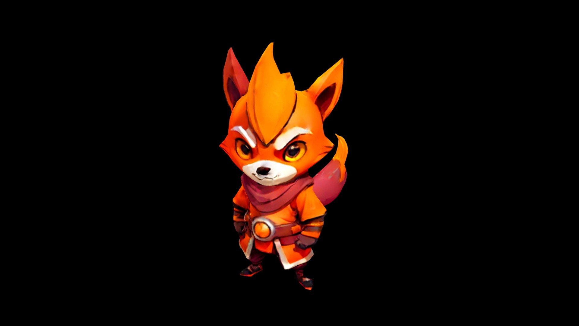 A cute fox character dressed in orange and brown - Download Free 3D ...