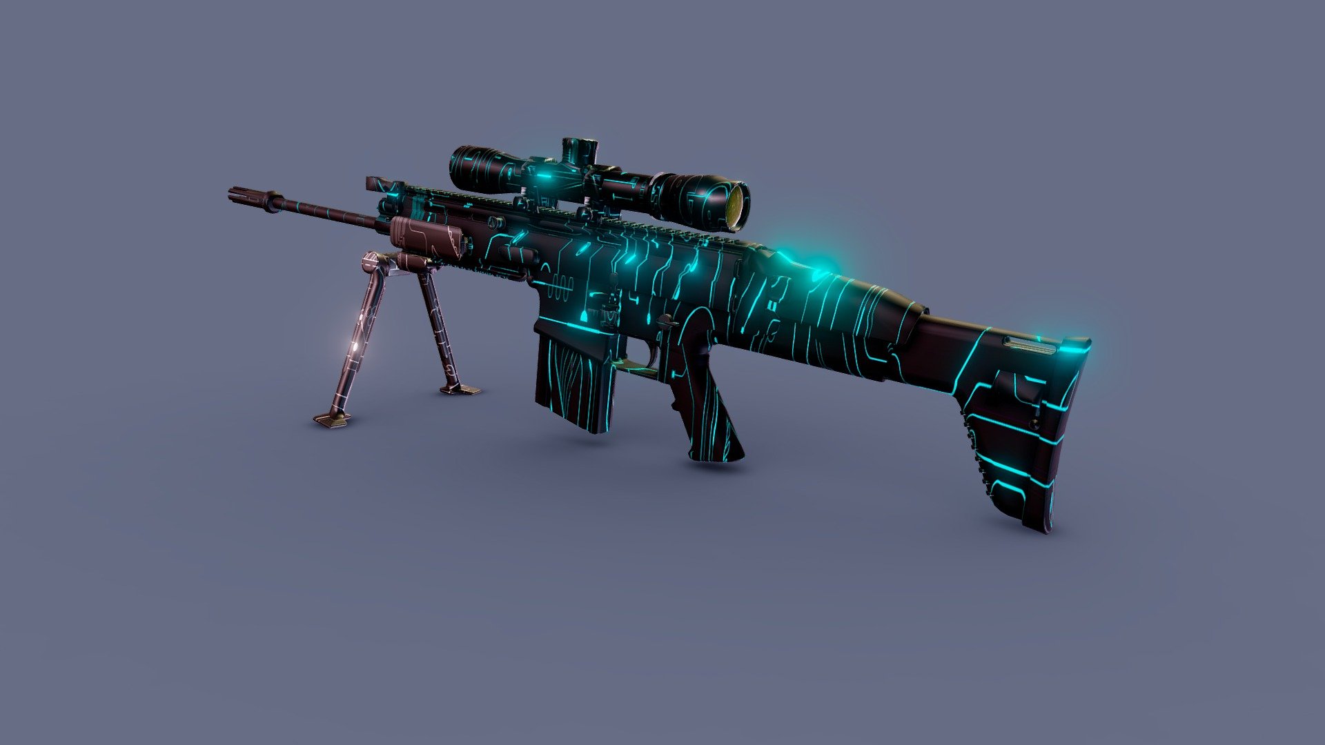 SCAR-H 15x SCOPE | CYBERPUNK NEON SKIN | - Download Free 3D model by ...