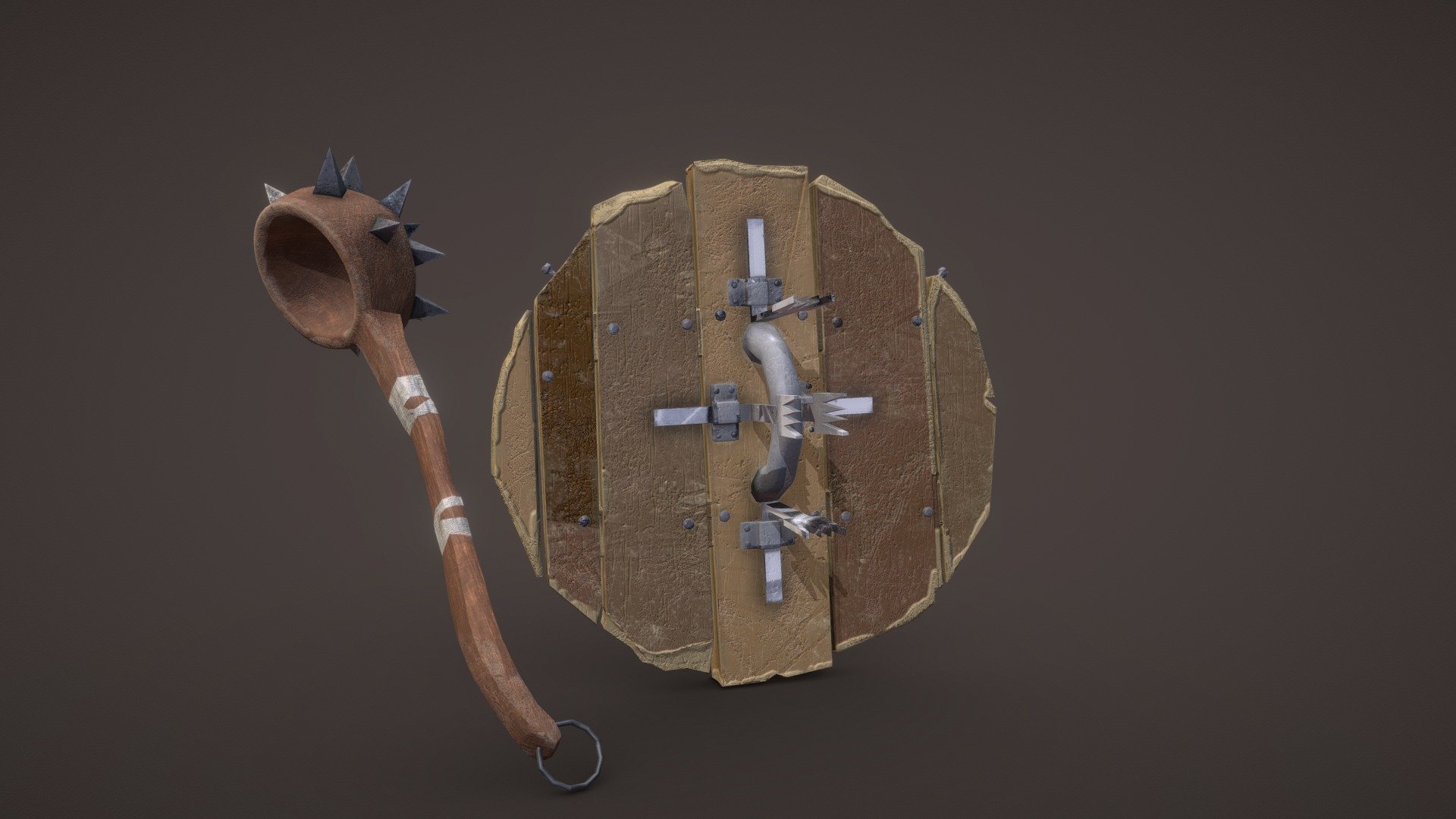 Ladle Mace and Pot Lid Shield - 3D model by jamsauce [8c820bf] - Sketchfab