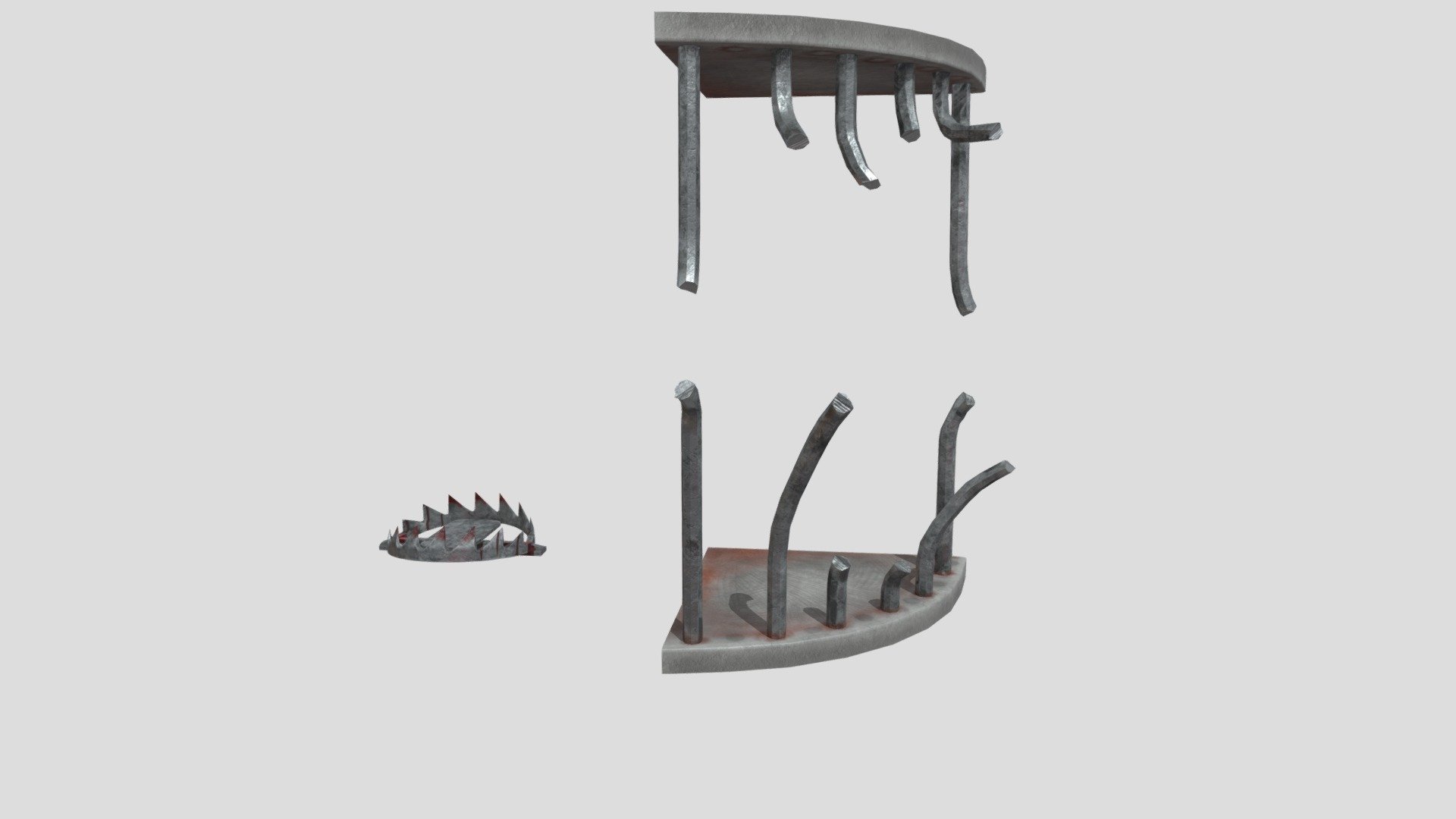 Bloodied Bear Trap and Busted Corner Cage - Download Free 3D model by ...