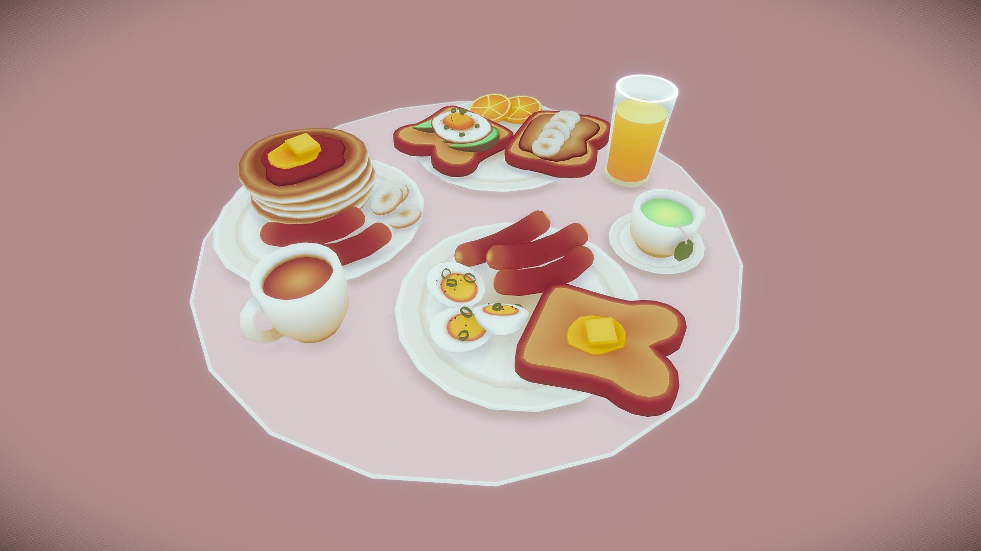 Breakfast Trio - 3D model by Keith Ebanks (@kbear2k) [8c9dc3a] - Sketchfab
