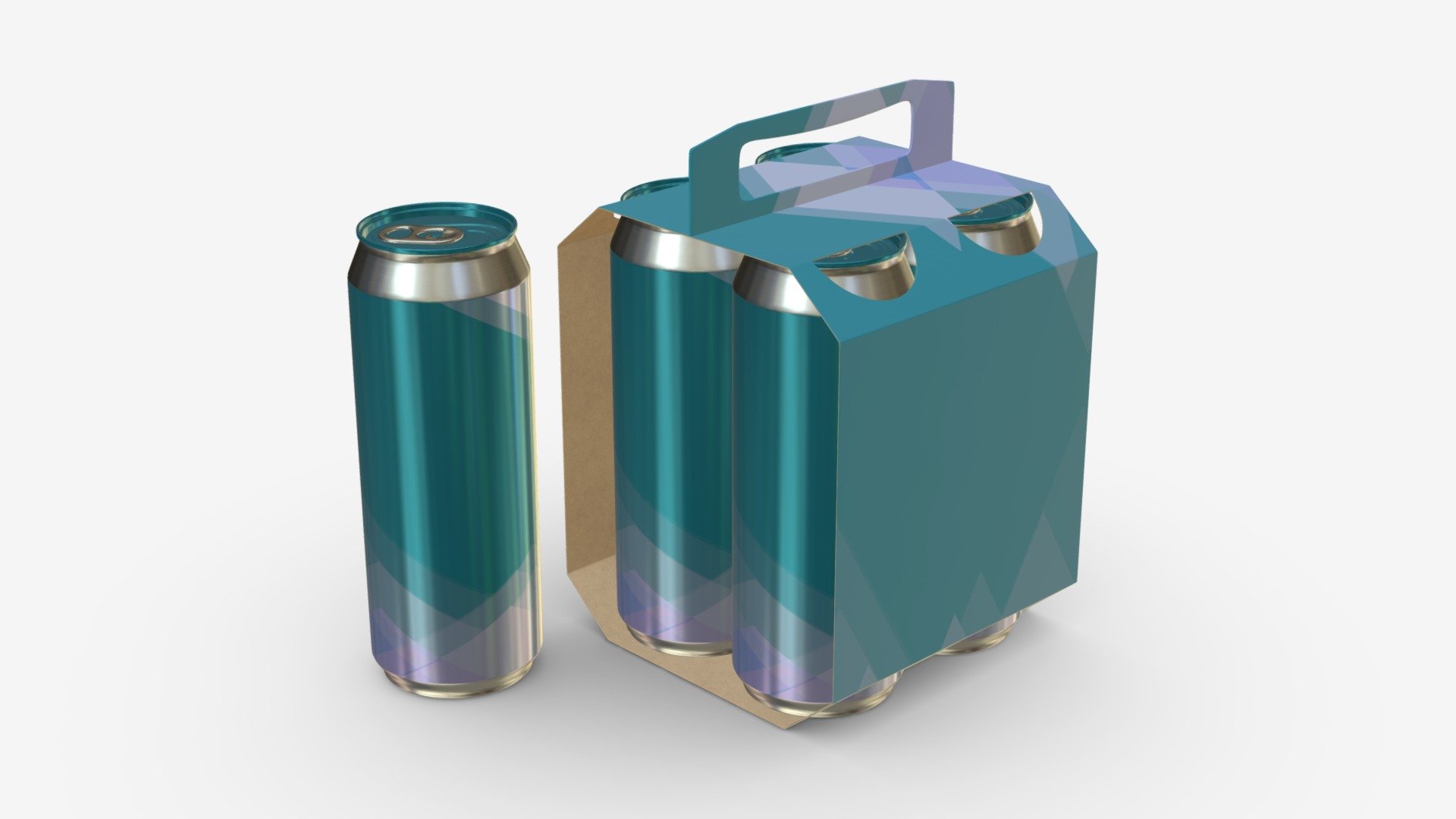 Packaging with handle four beer pack - Buy Royalty Free 3D model by ...