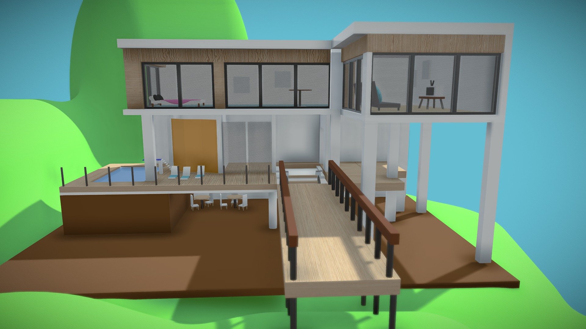 Modern house of shapes - Download Free 3D model by Luna (@Luna_04 ...