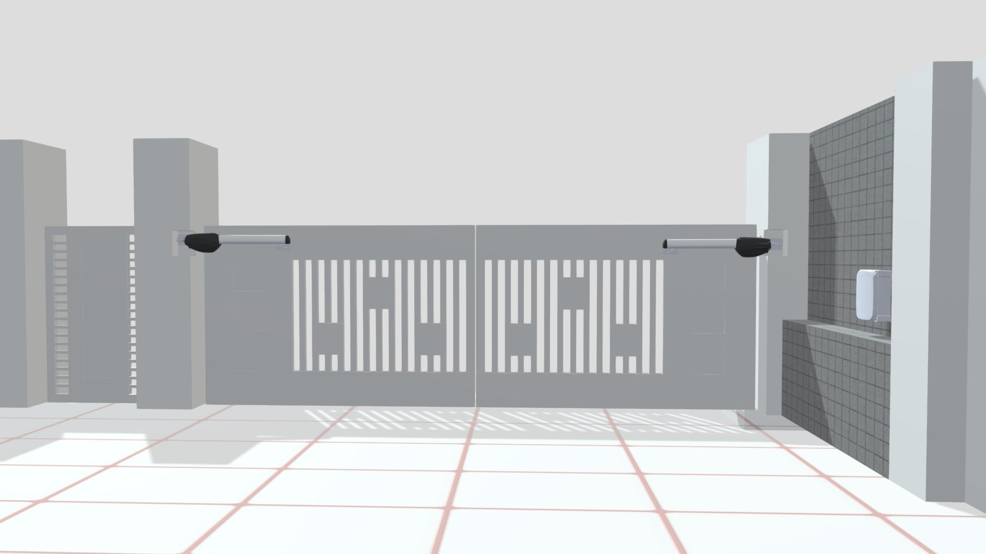 Automatic Swing Gate With gate Operator - 3D model by ...