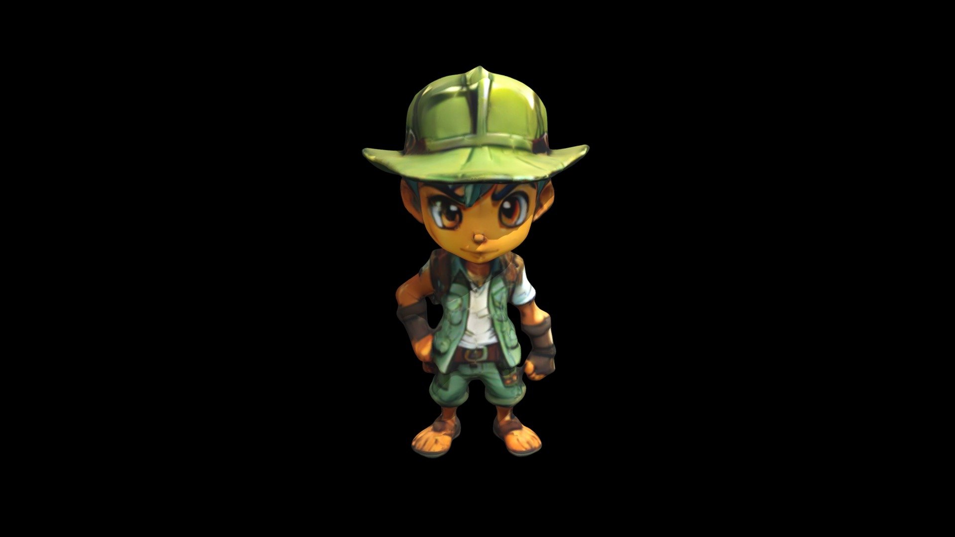 Chibi character depicts young adventurer in gree - Download Free 3D ...