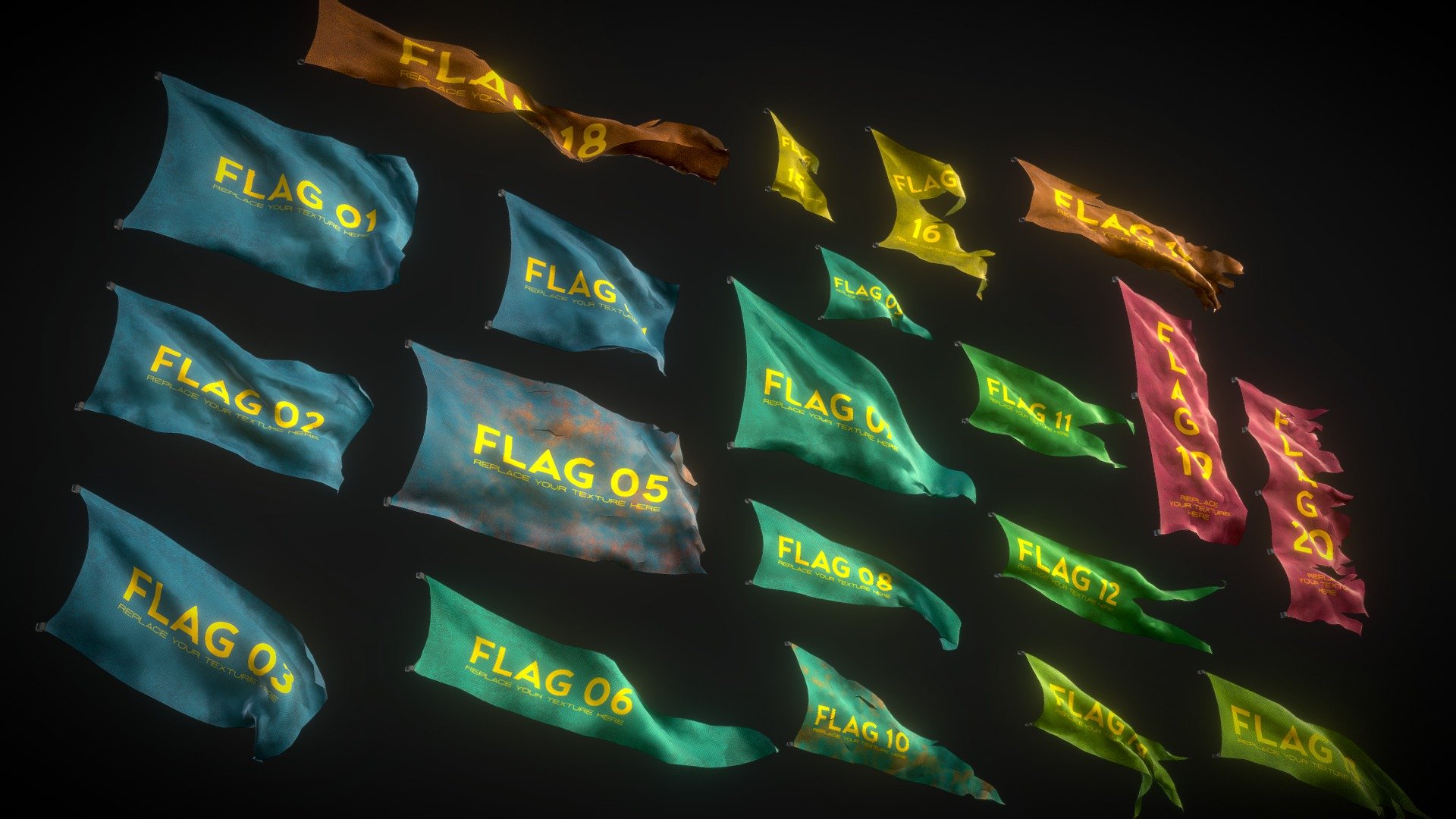 20 Fully Loop Animated Flags - 3D model by mmrcg [8d07352] - Sketchfab