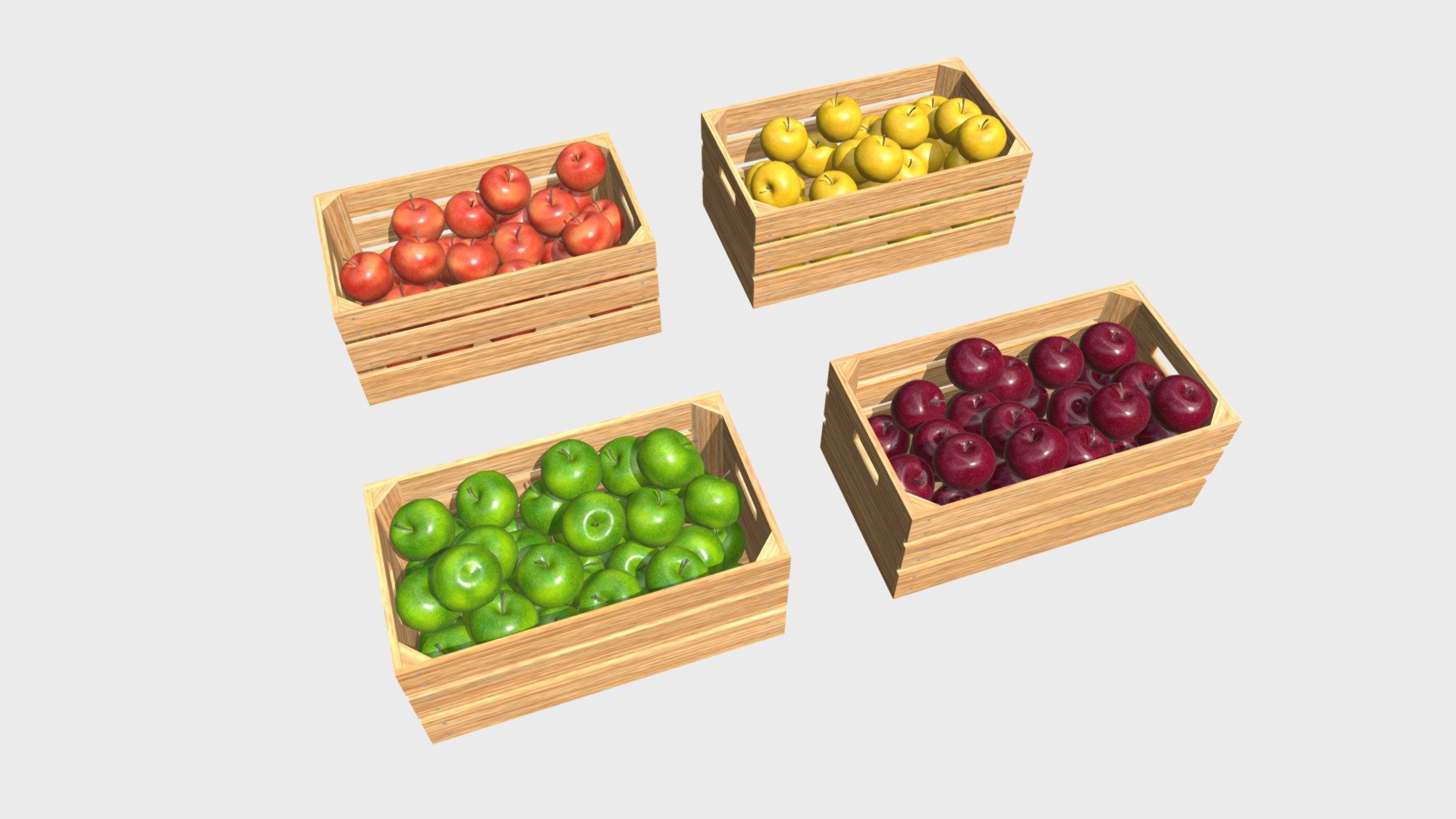 Apples-in-wooden-crates - Buy Royalty Free 3D model by ...