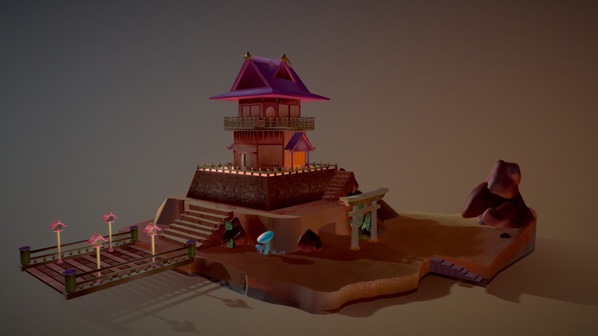 Japanese Castle Outpost - 3D model by Yodera (@derek_rackin) [8d273f8 ...