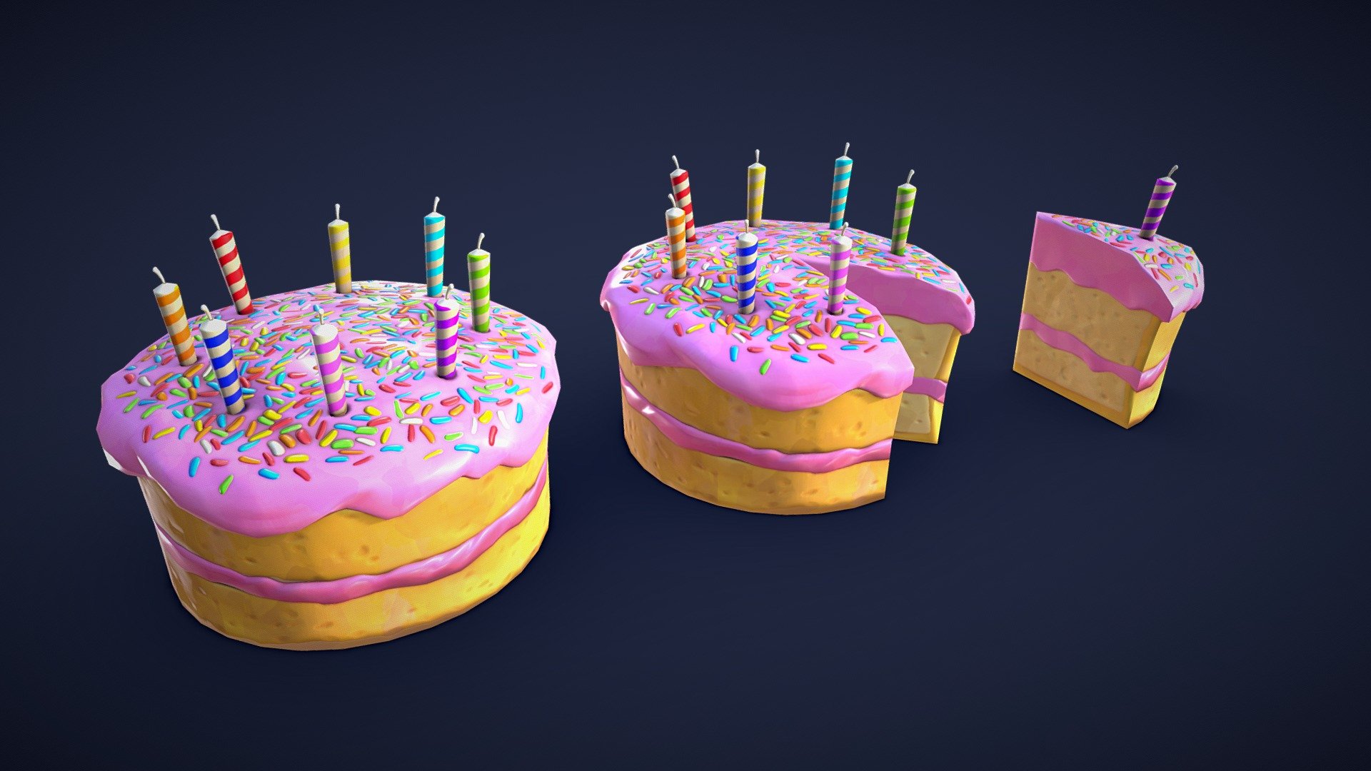 Stylized Birthday Cake - Low Poly - Buy Royalty Free 3D model by ...