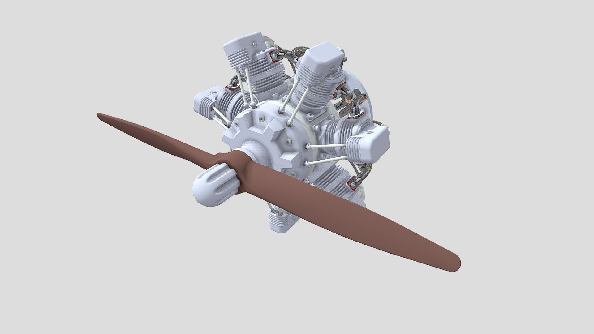 7-Cylinder Radial Engine - 3D model by sirivenkat [8d27b12] - Sketchfab