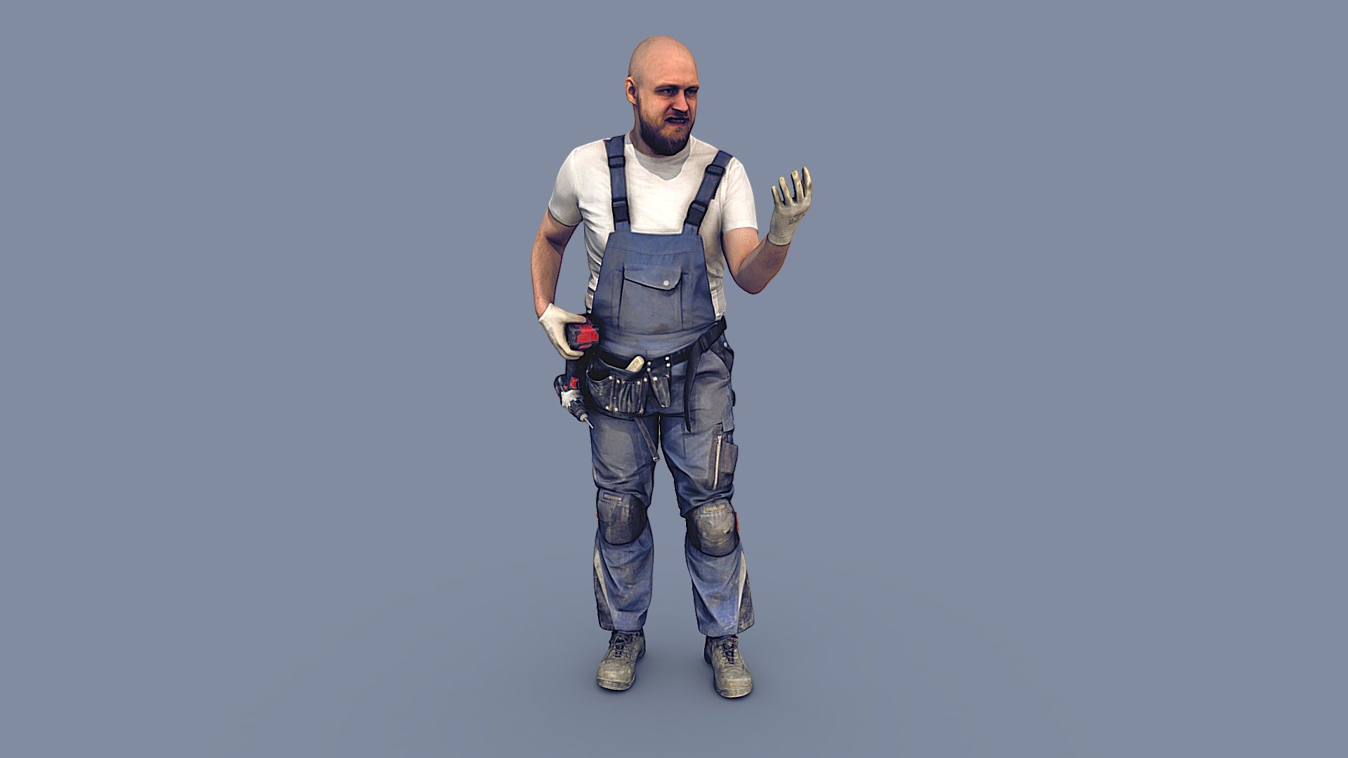 Bald Worker in Overalls With an Indignant Face - 3D model by kanistra ...