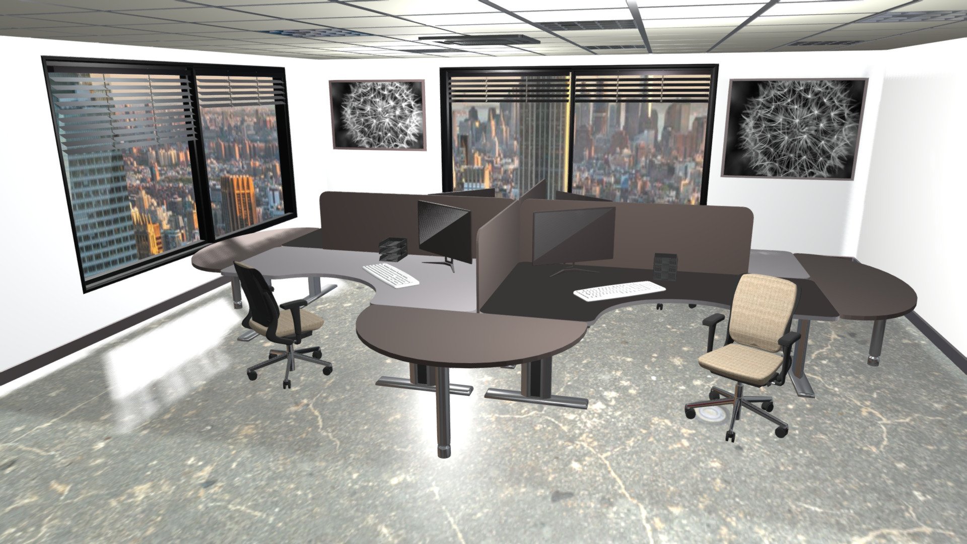 Office setting - Buy Royalty Free 3D model by Antonio Rossini (@Rox3d ...