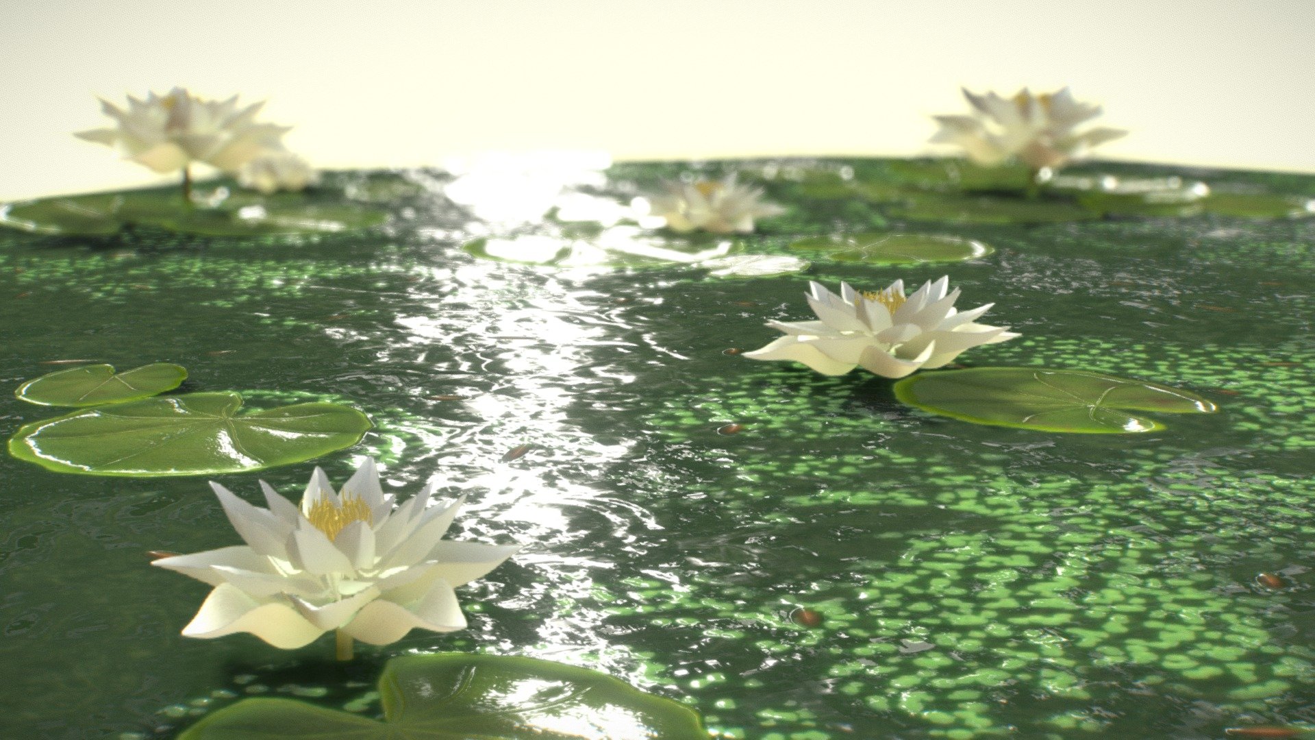 White Lotus Pond - 3D model by Kazi (@adishakti) [8d5649f] - Sketchfab