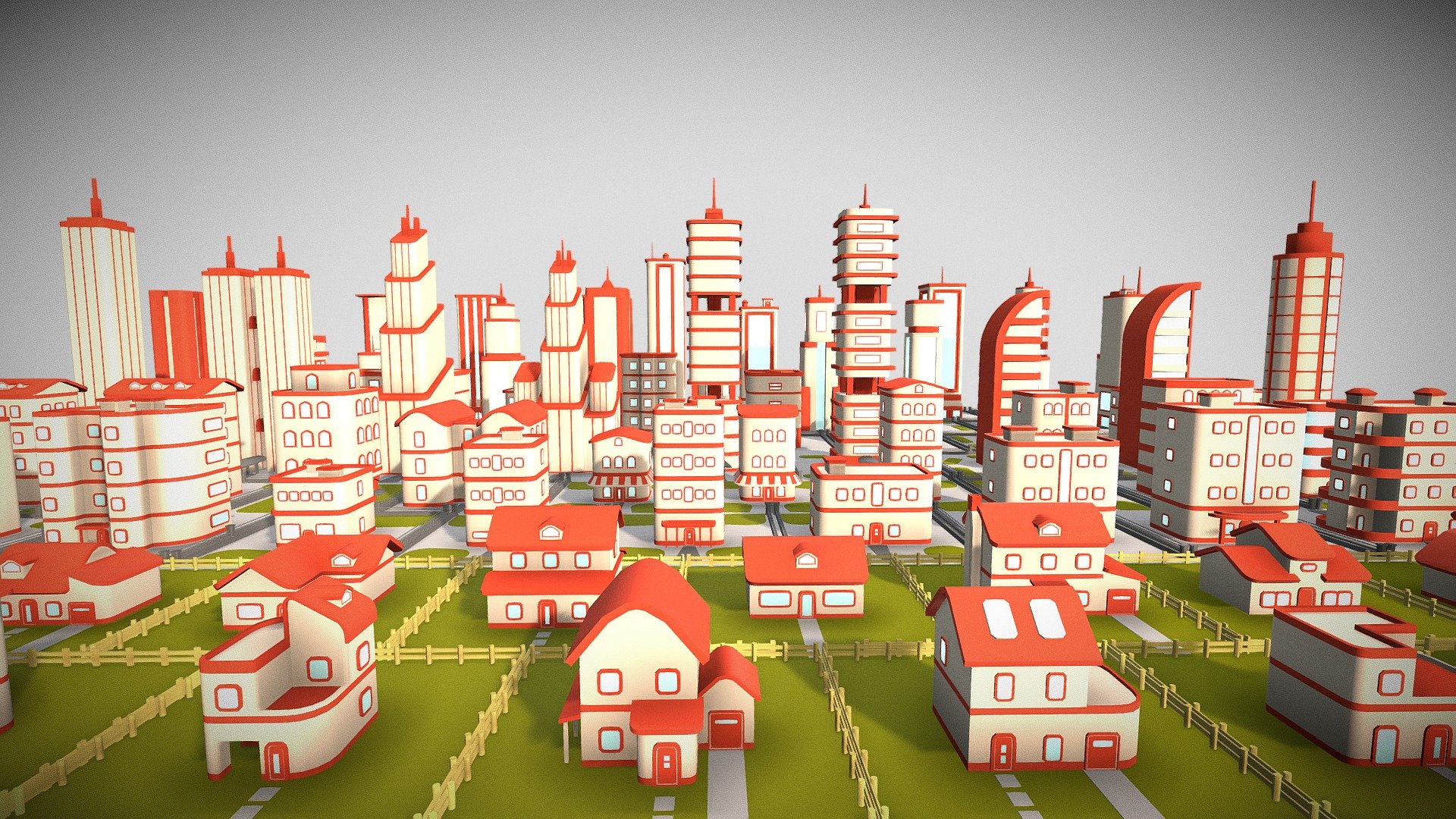 Simple Cartoon City Mega Pack (Free Download) - Download Free 3D model ...