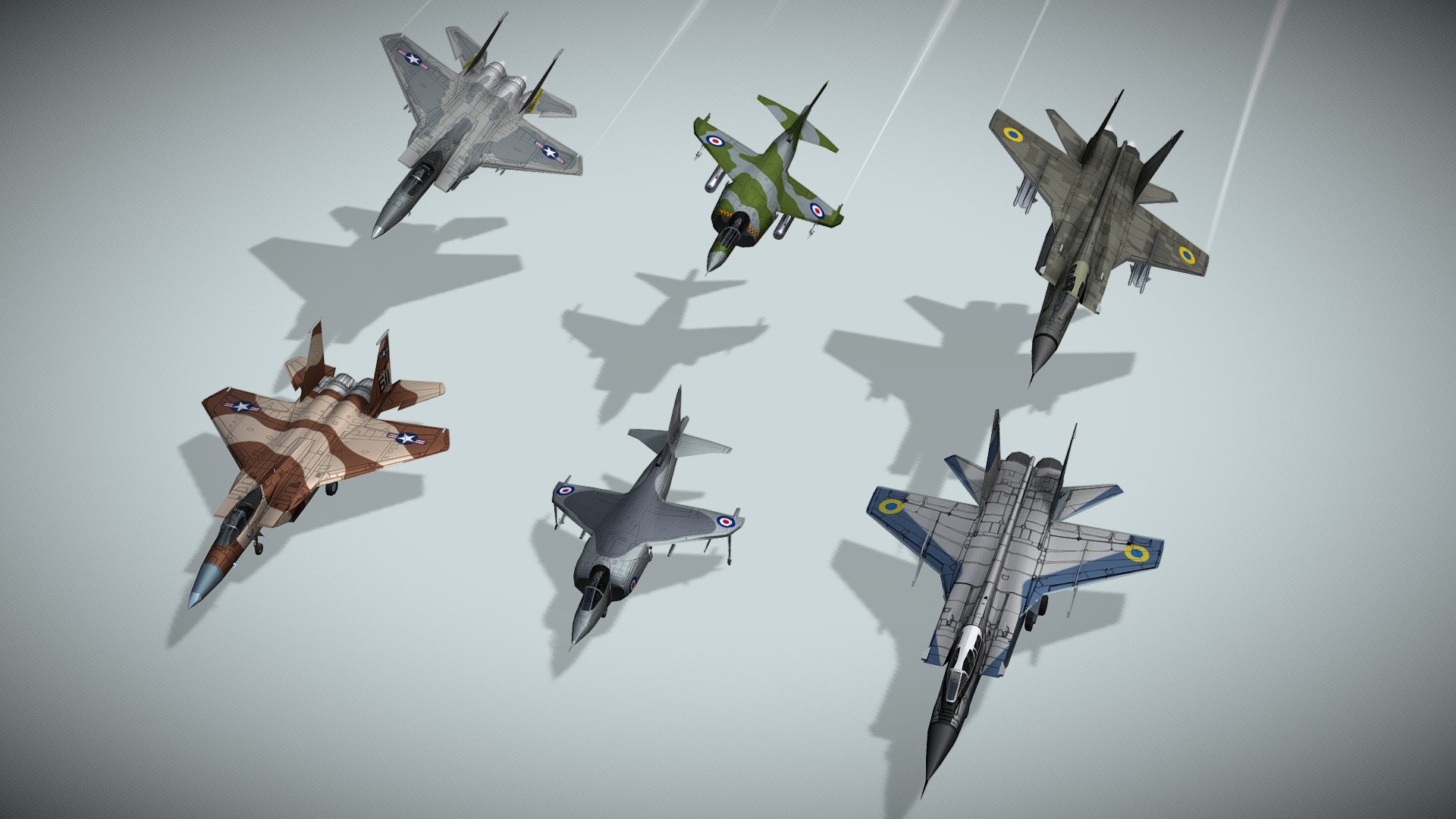 Modern fighters lowpoly set D: 3+3 - Buy Royalty Free 3D model by ...