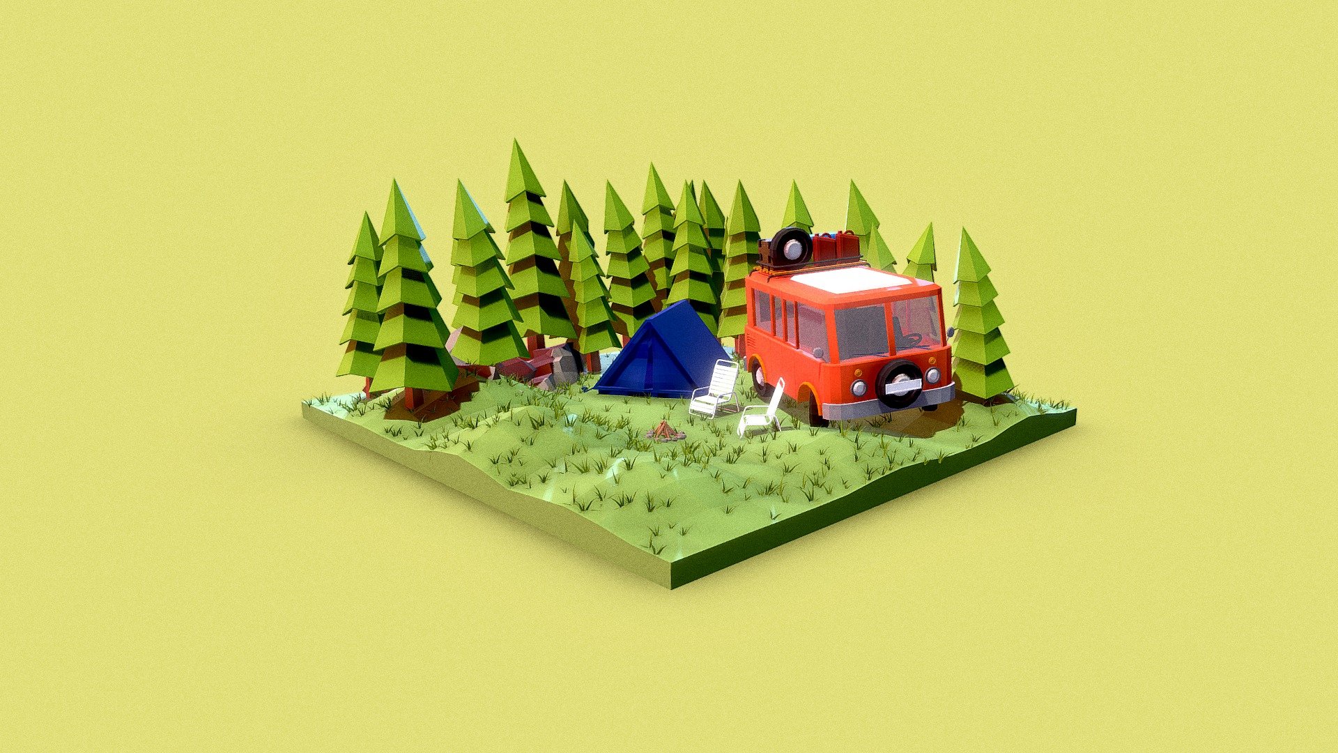 Low poly day camping - Download Free 3D model by Alkan Gözar ...