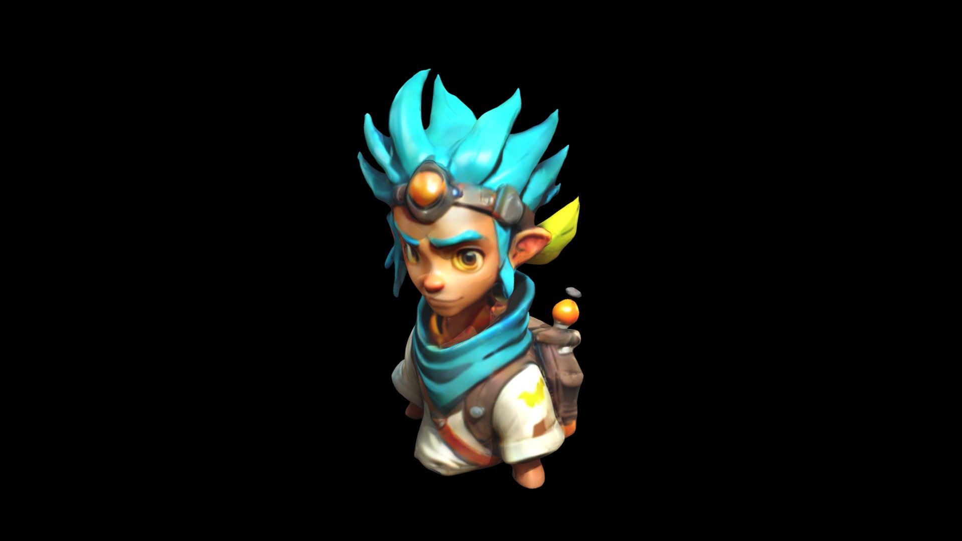 Video Game Character with Blue Hair and Goggles - Download Free 3D ...