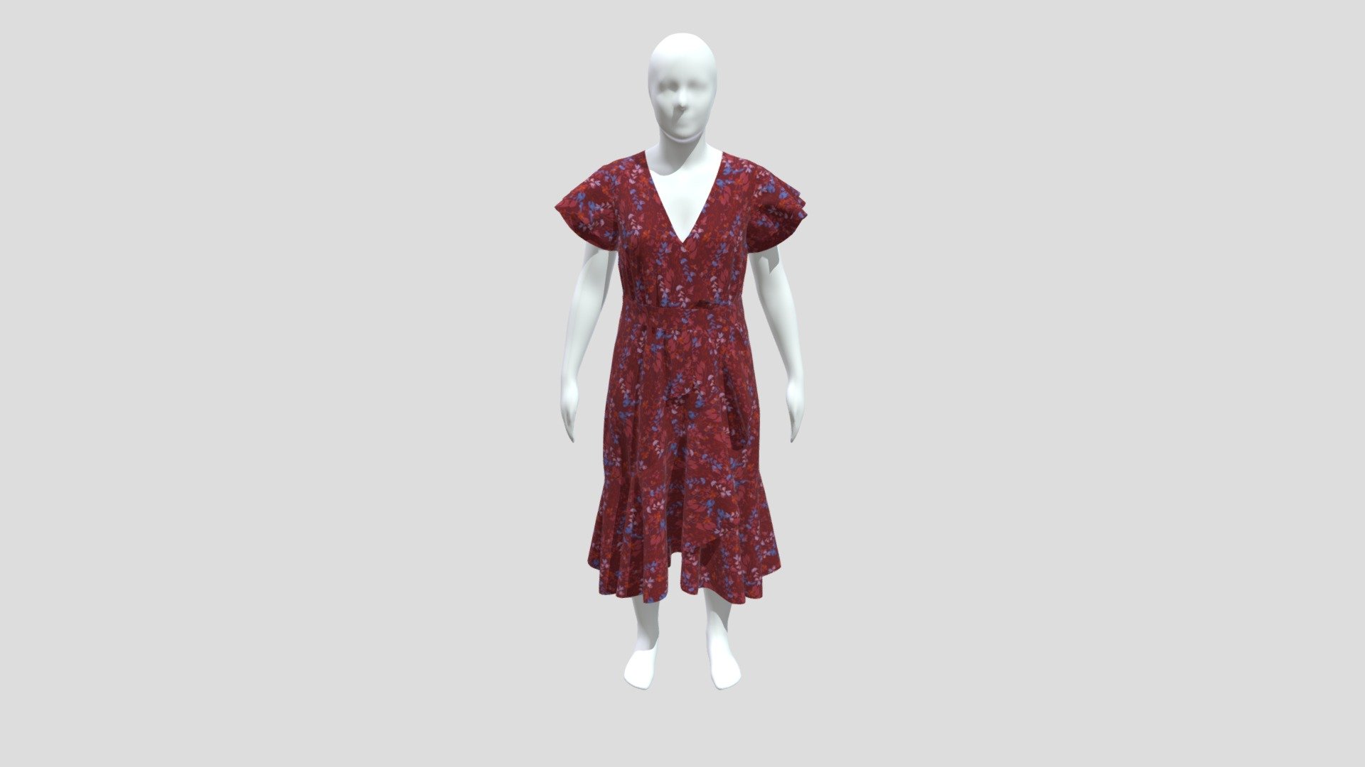Dress M Burgundy - 3D model by Perfitly (@kusalaperfitly) [8d7ca23 ...