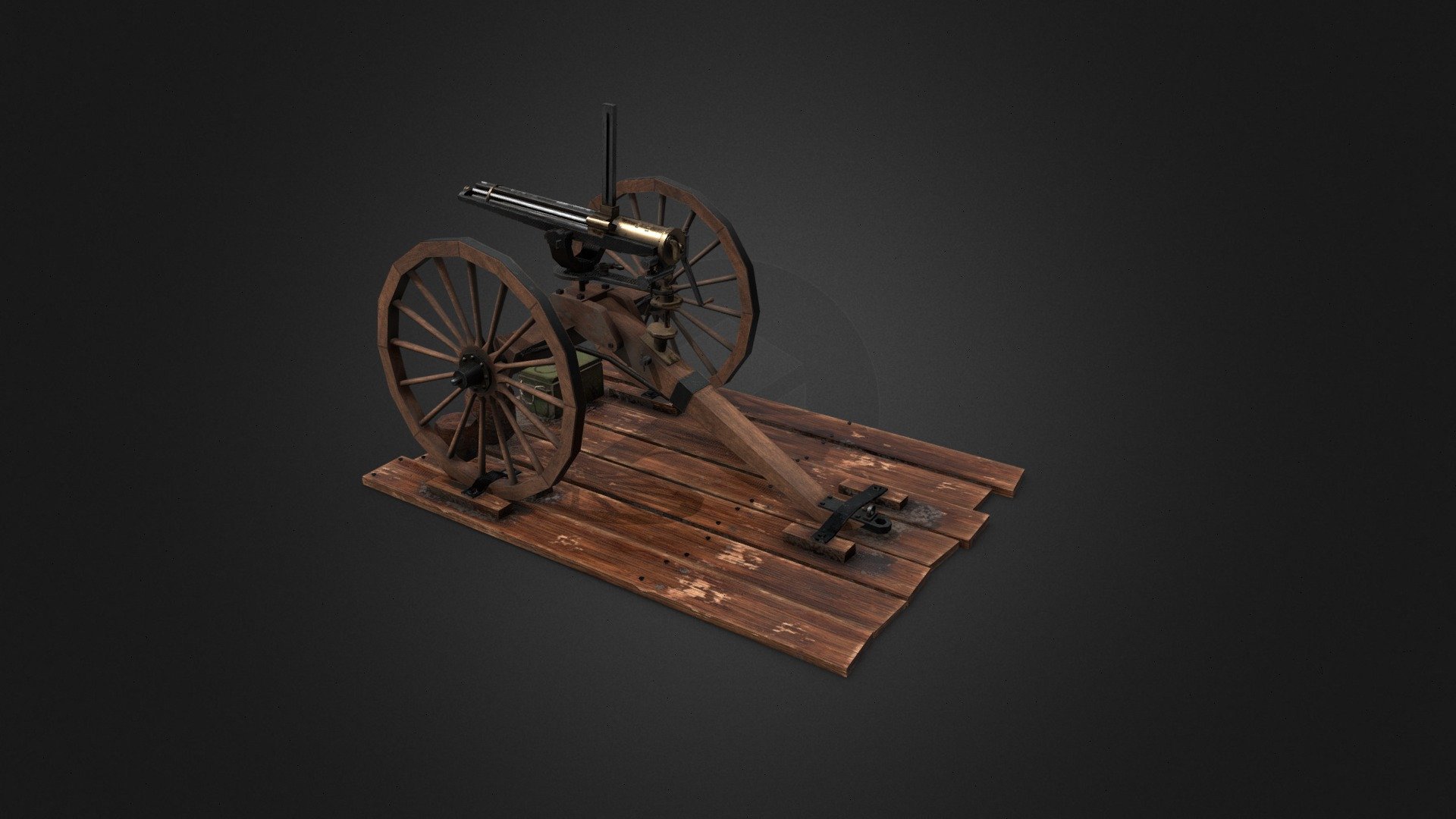 Gatling gun on platform - 3D model by Vk (@vladimir.kobranov) [8d83716 ...