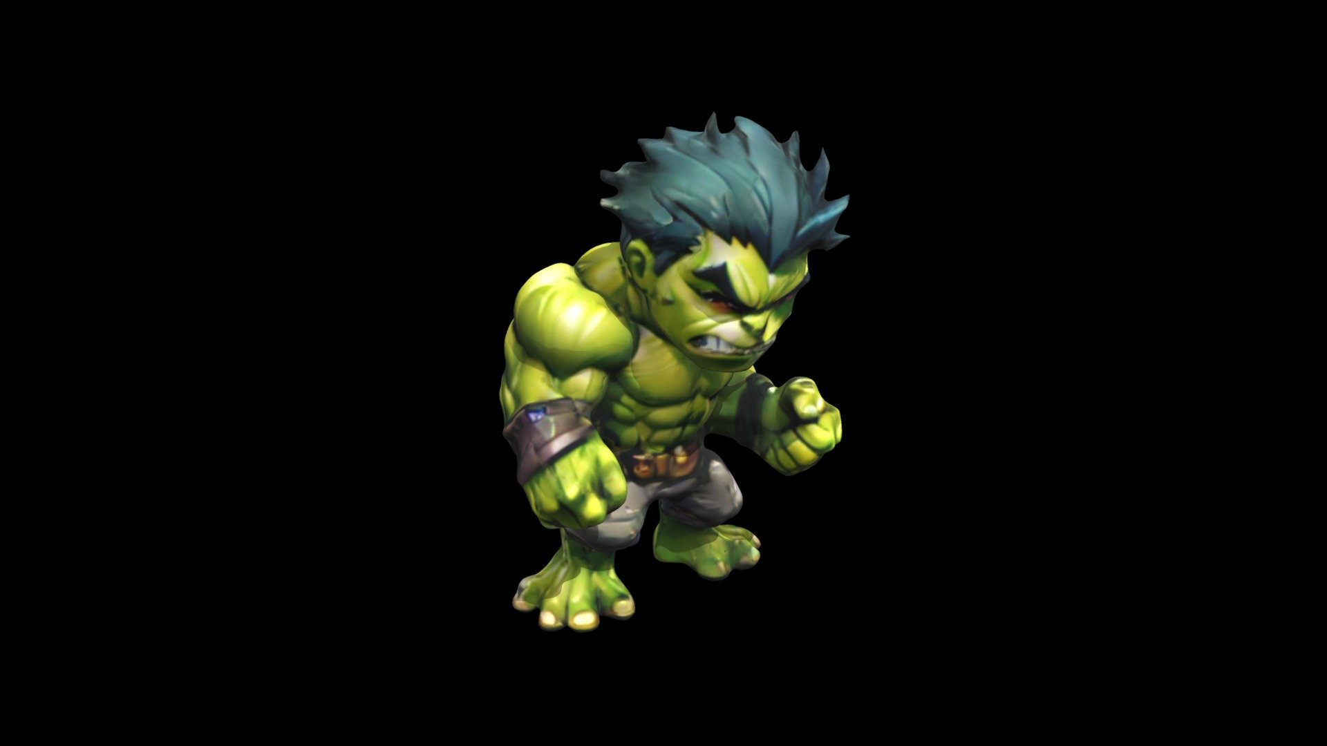 A cartoon image of a muscular green monster with - Download Free 3D ...