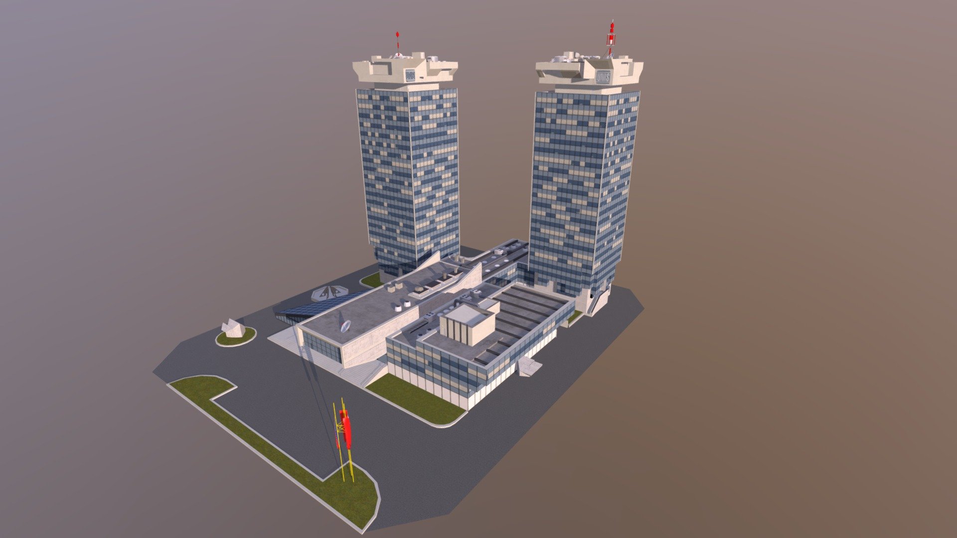 UNIS Towers Sarajevo, Bosnia and Herzegowina - 3D model by Iskra ...
