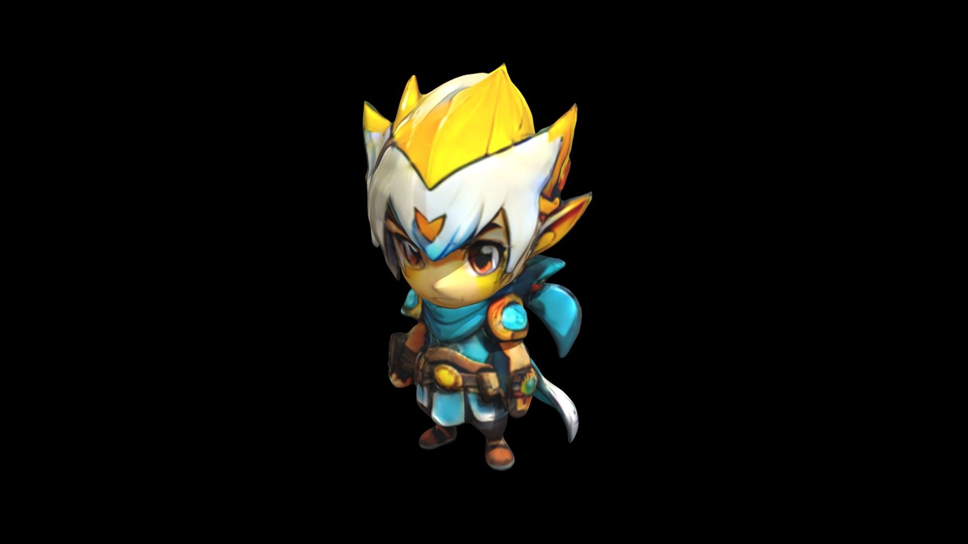a cartoon character with a blue scarf around - Download Free 3D model ...