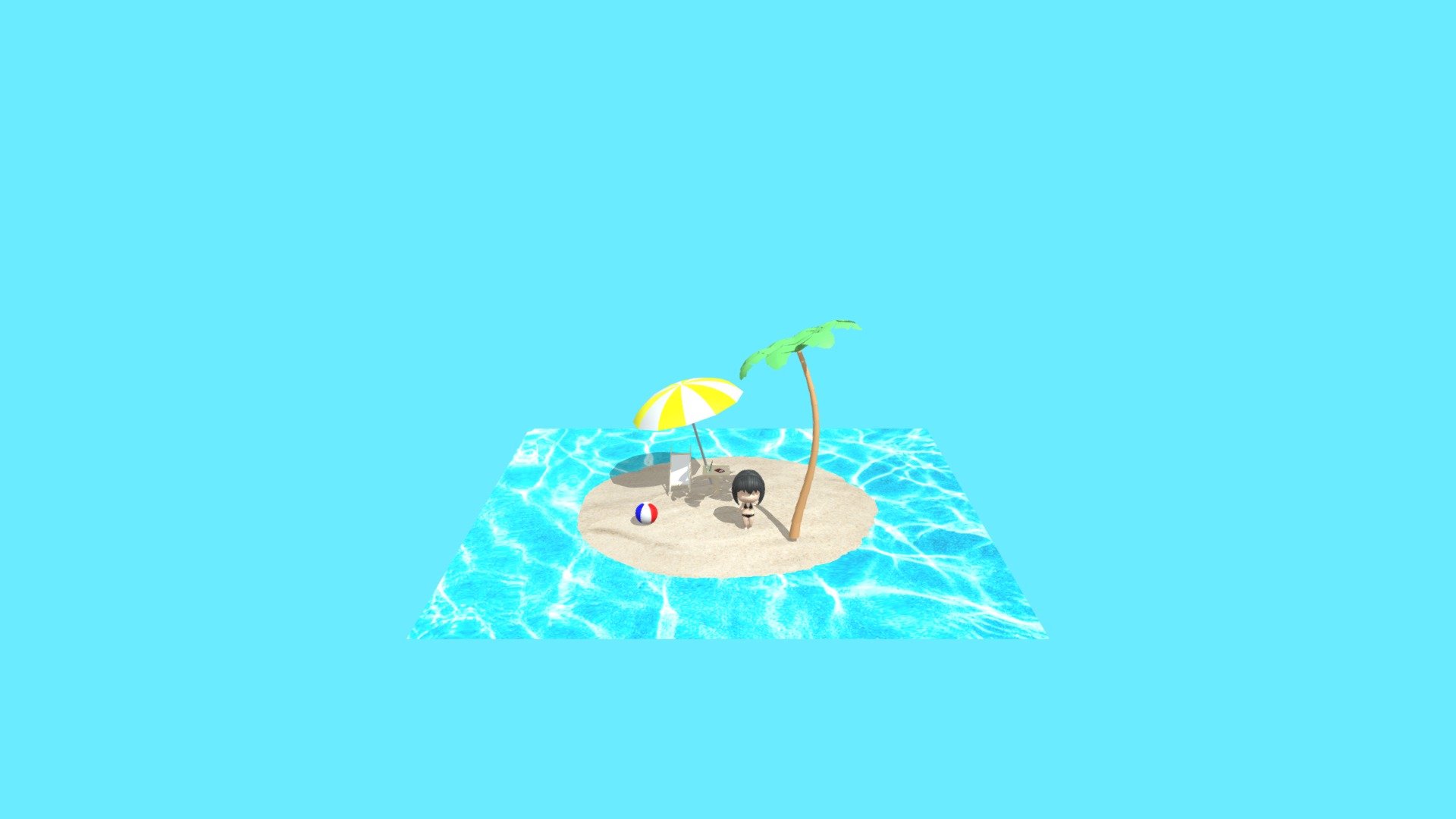 Chibi girl on a beach - Download Free 3D model by reinhartX [8de72ad ...
