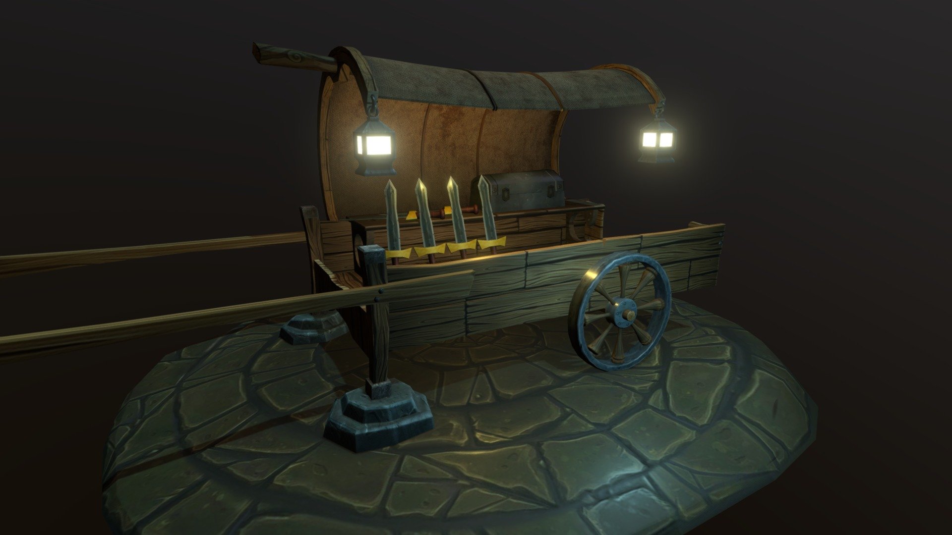 Game Props: 3D Stylized Cart Model ( lowpoly ) - 3D model by ...