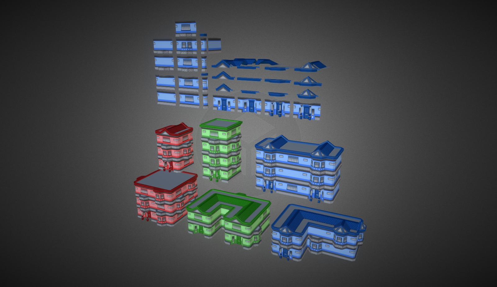 Modular Building Set - 3D model by MarcRichmond [8e0655a] - Sketchfab