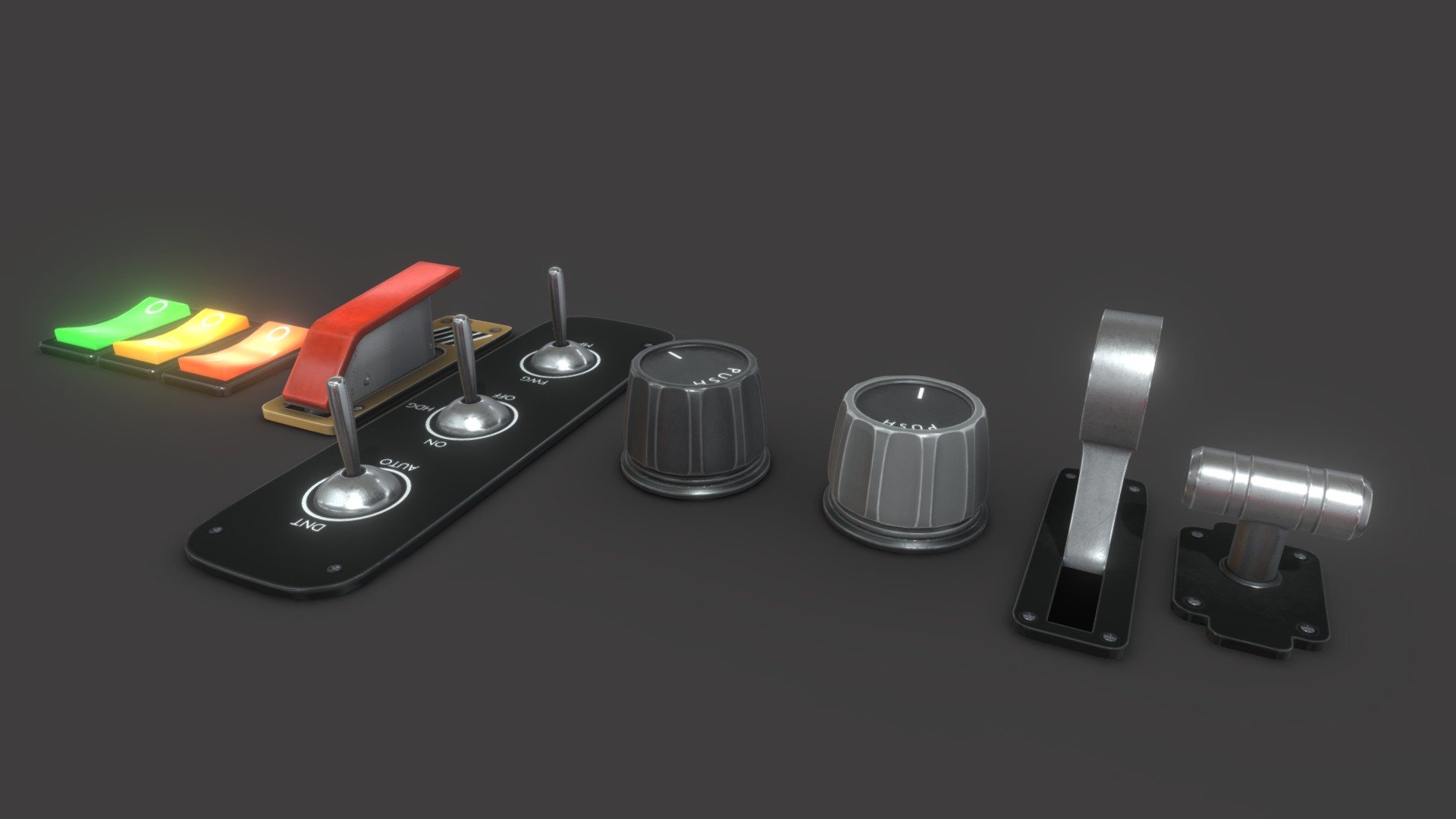 Control Panel,On/Off Switch, Button, Rotary Knob - 3D model by Hivrtoon ...