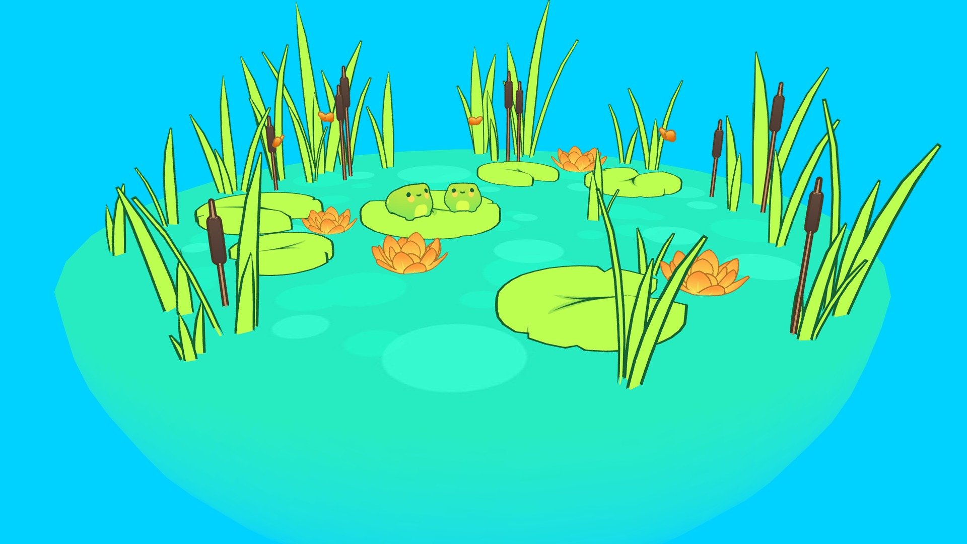Froggies At The Pond - 3D model by CattoCat [8e0e382] - Sketchfab