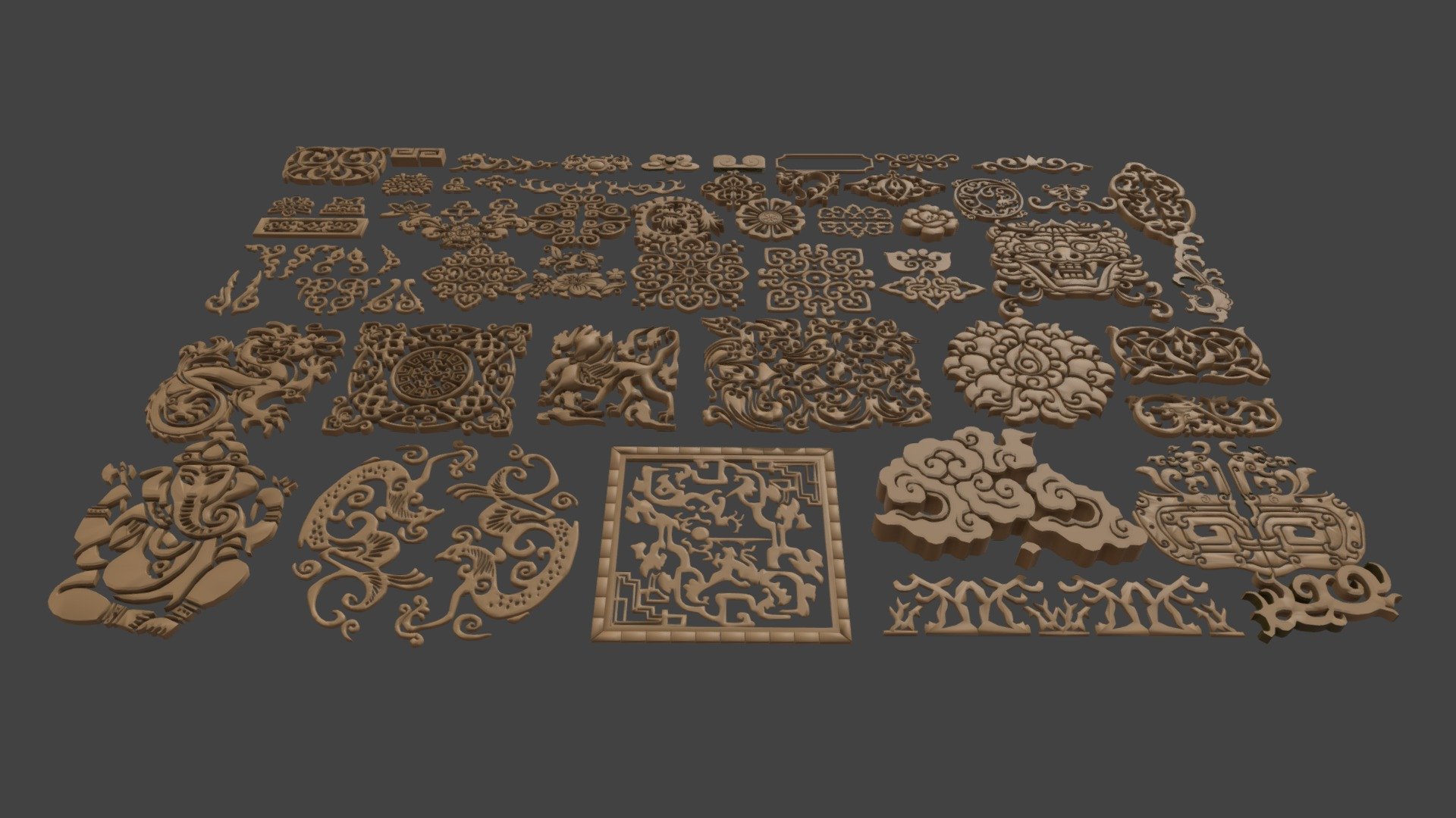 Chinese classical carved pattern decoration - Buy Royalty Free 3D model ...