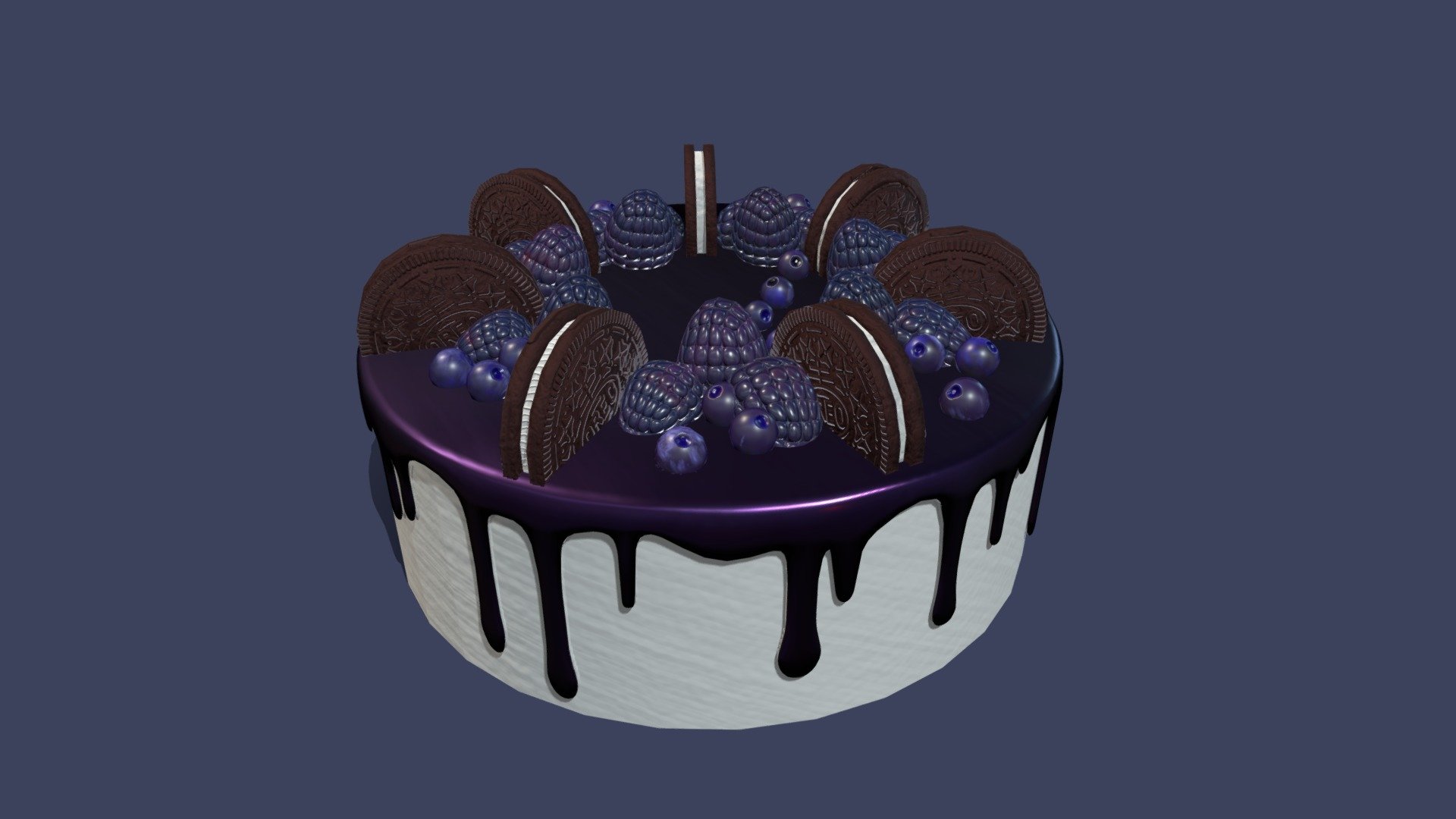 Cake (Blueberry and Oreo) - 3D model by Floretta [8e16680] - Sketchfab