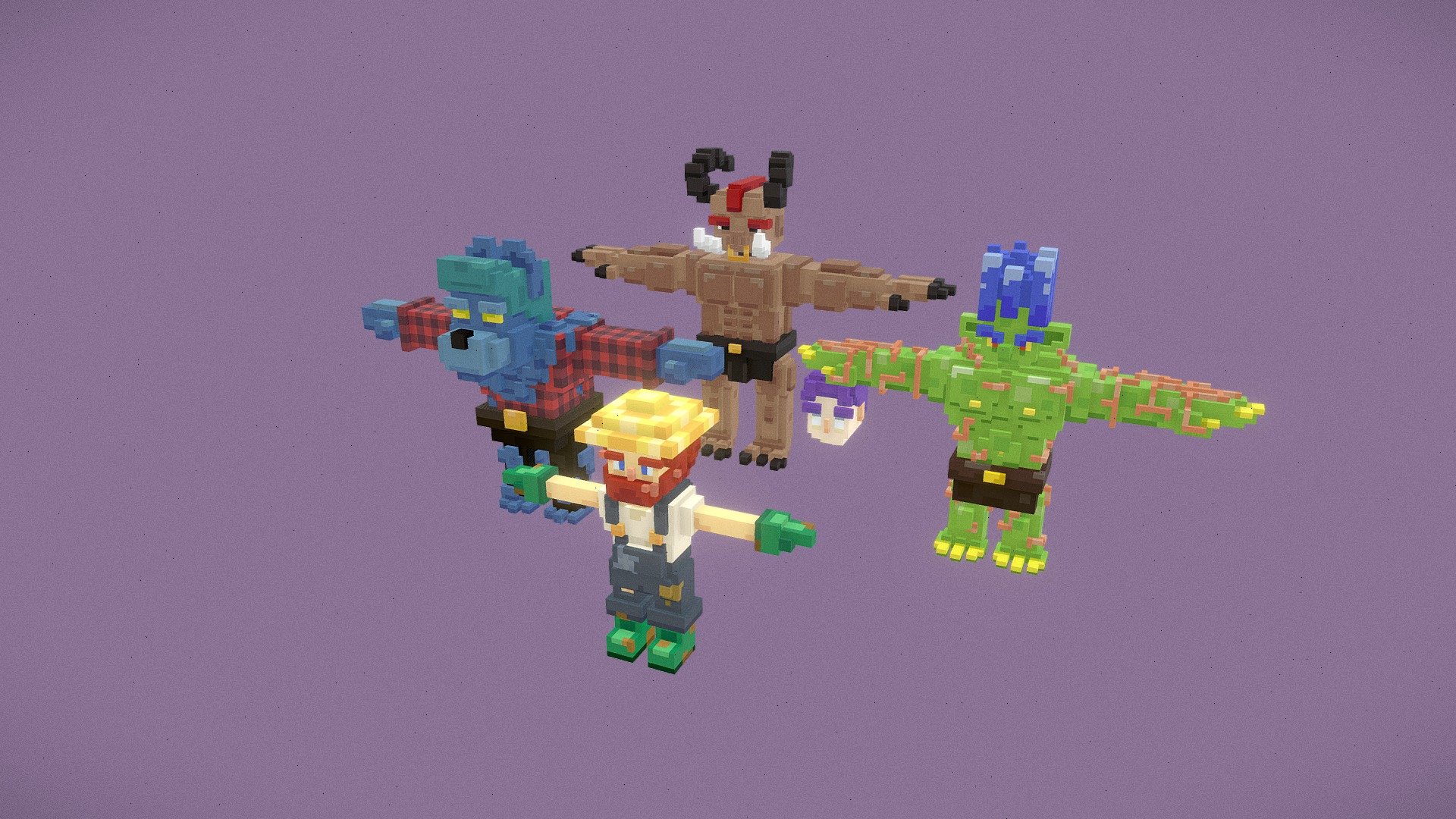 Voxel Characters - 3D model by GBPierce [8e37423] - Sketchfab