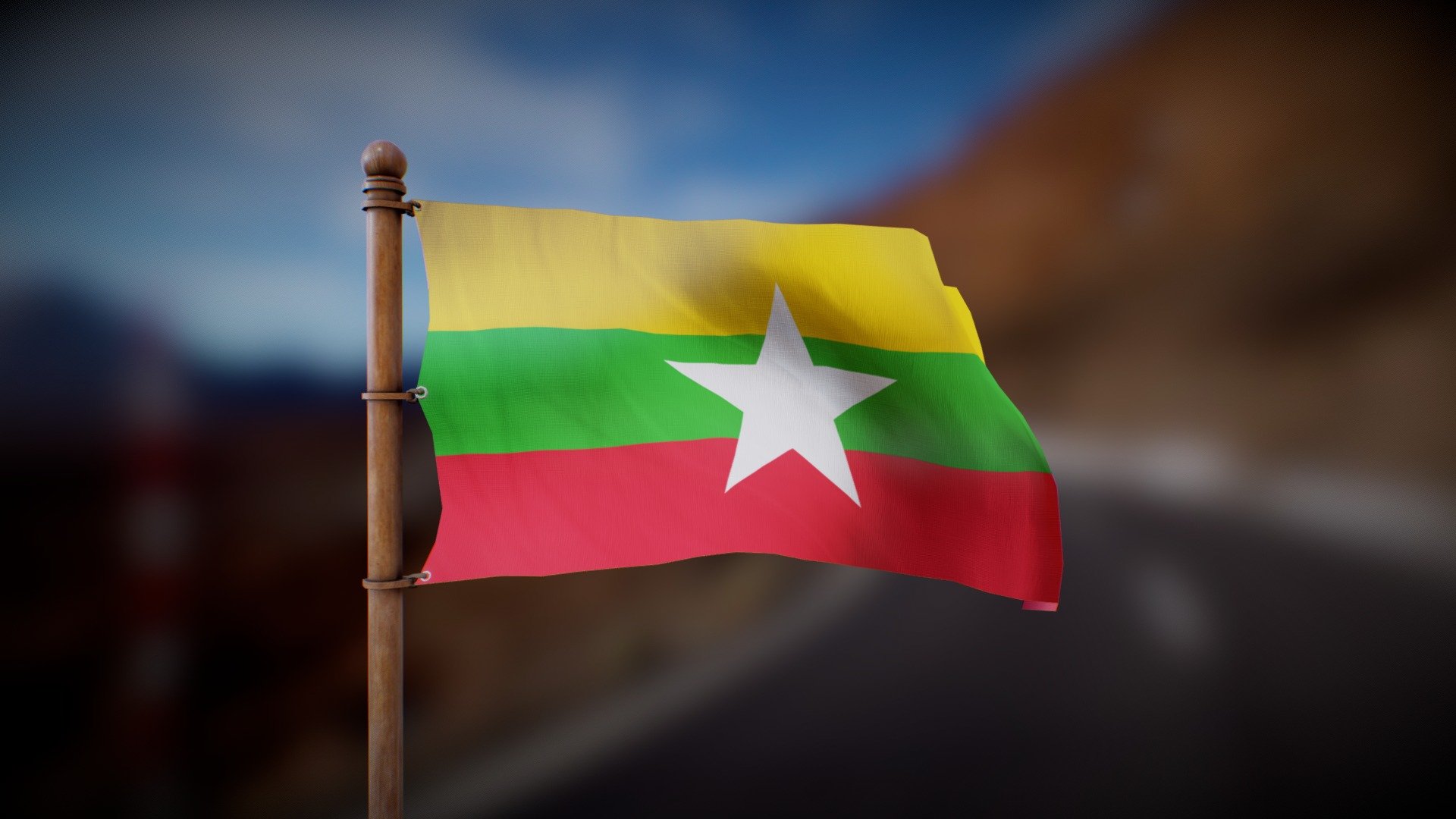Flag of Myanmar - Wind Animated Loop - Buy Royalty Free 3D model by ...