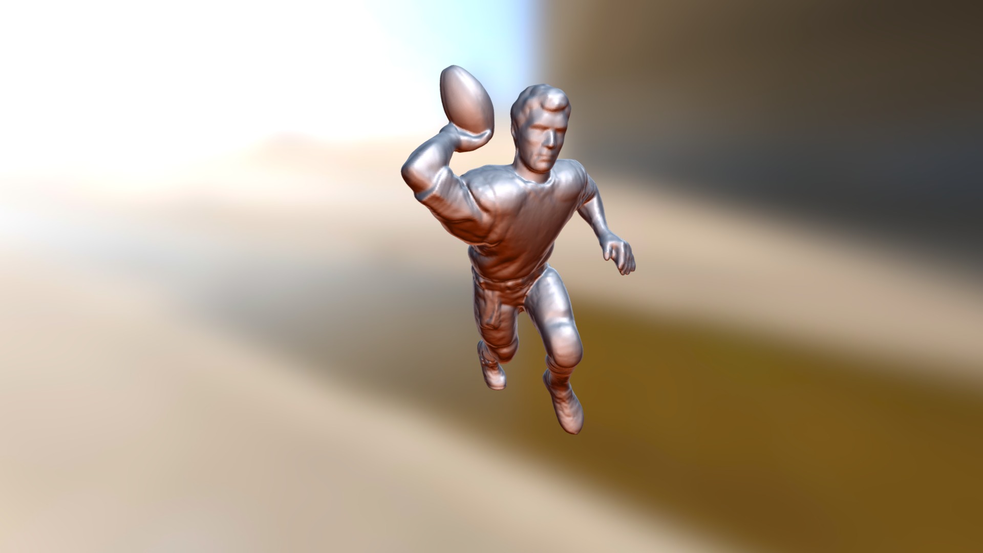 Football Player Running without his helmet - 3D model by illustrative ...