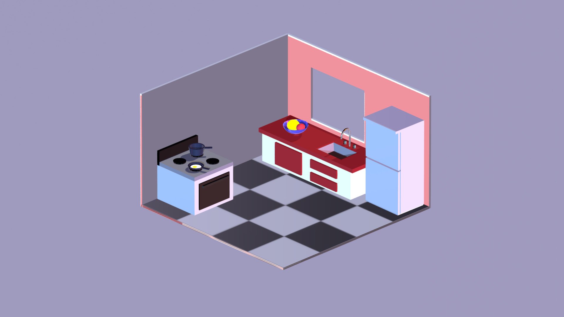 Low Poly Kitchen - 3D model by Kuroi (@iKuroi) [8e65c9f] - Sketchfab