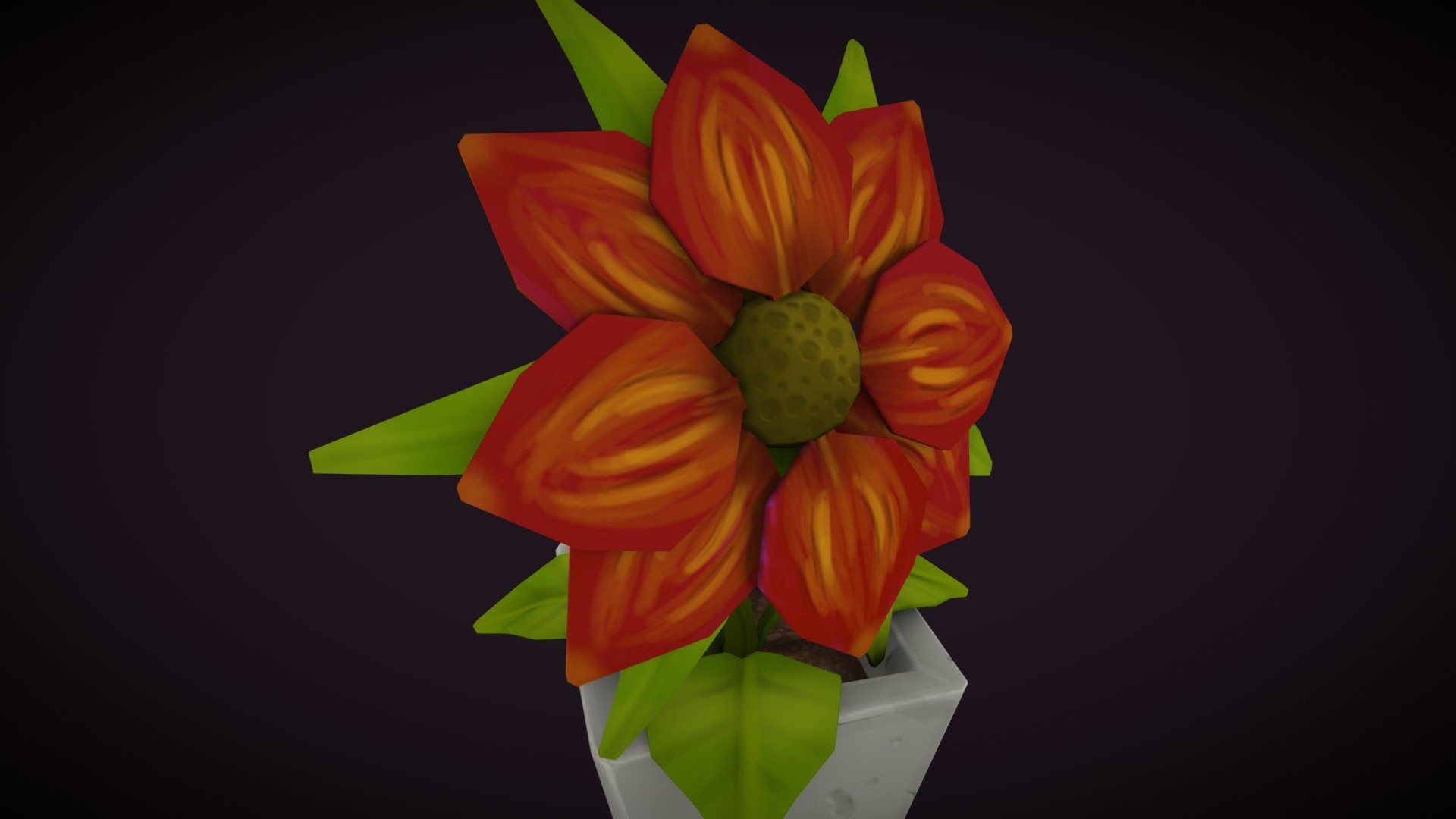 Potted Flower - Hand Painted - 3D model by chrisrossx [8e6ca96] - Sketchfab