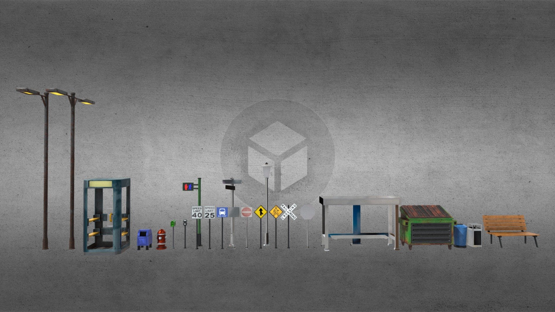 Street Asset Pack FREE - Download Free 3D model by Ethica [8e7f1f8 ...