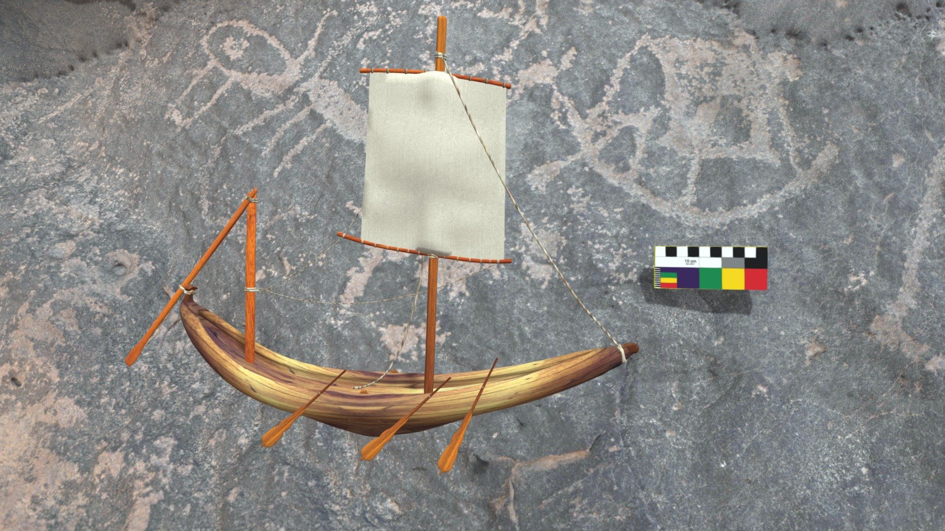 A boat with a square sail (Eastern Desert) - 3D model by Alessandro ...
