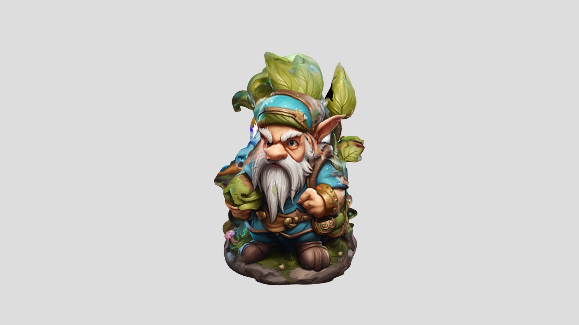 Gnome with Leaves and Mushrooms A small gnome - Download Free 3D model ...
