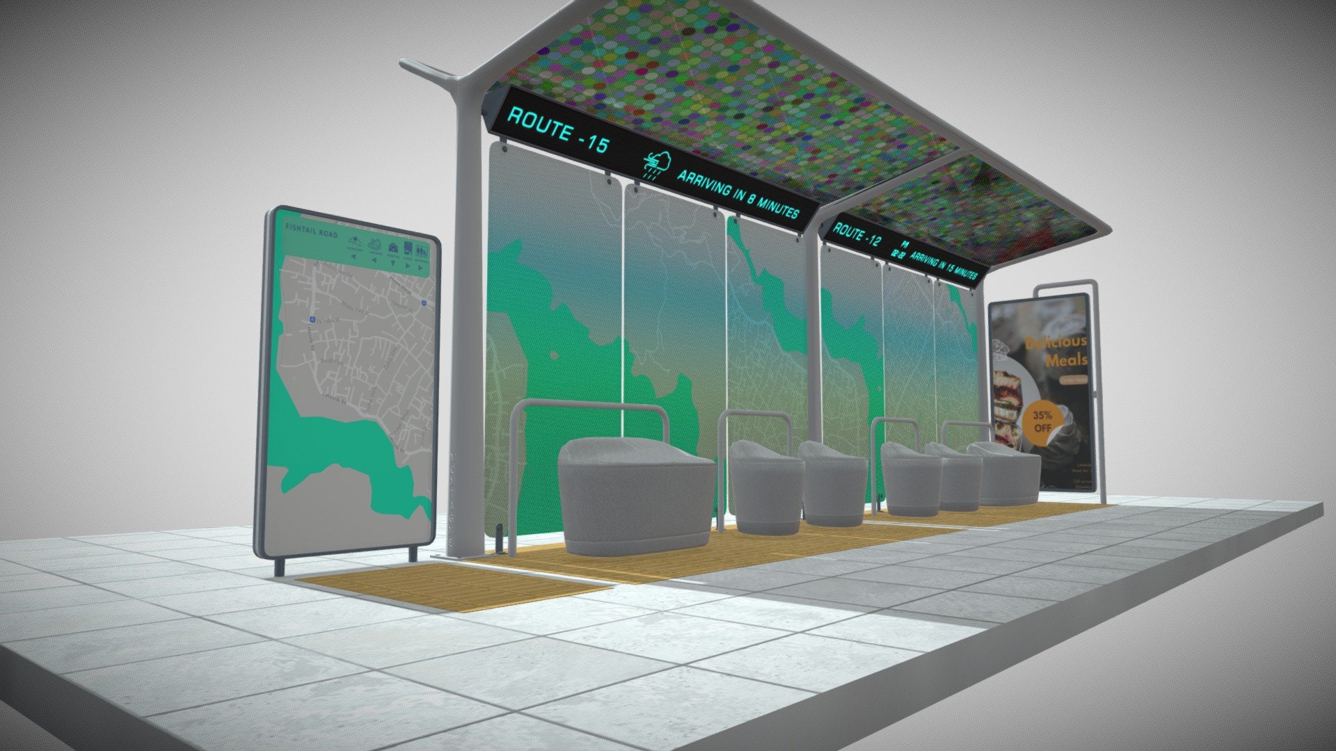Modern Bus Station - 3D model by turtlesomber [8ec2ade] - Sketchfab