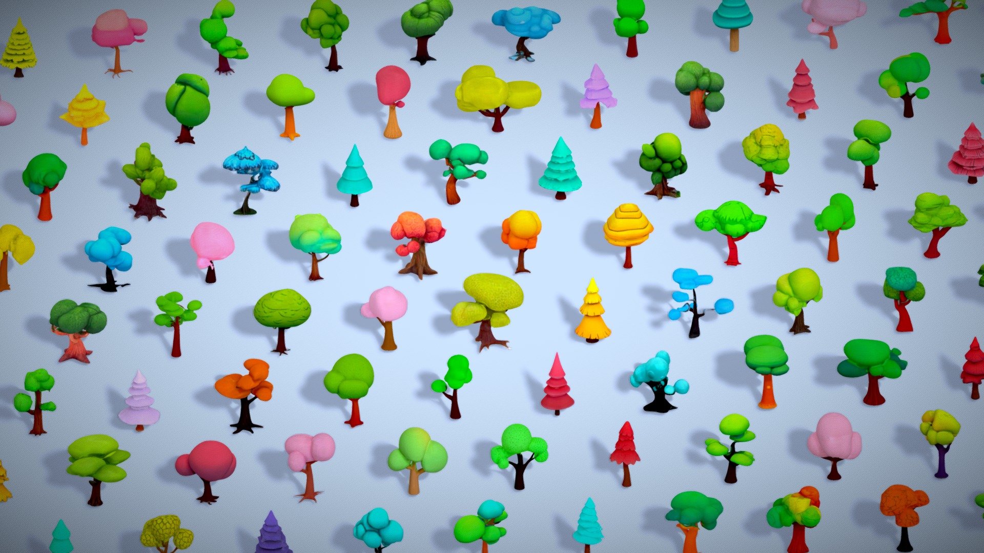 100 Stylized Tree Pack - Low Mid Poly Collection - Buy Royalty Free 3D ...