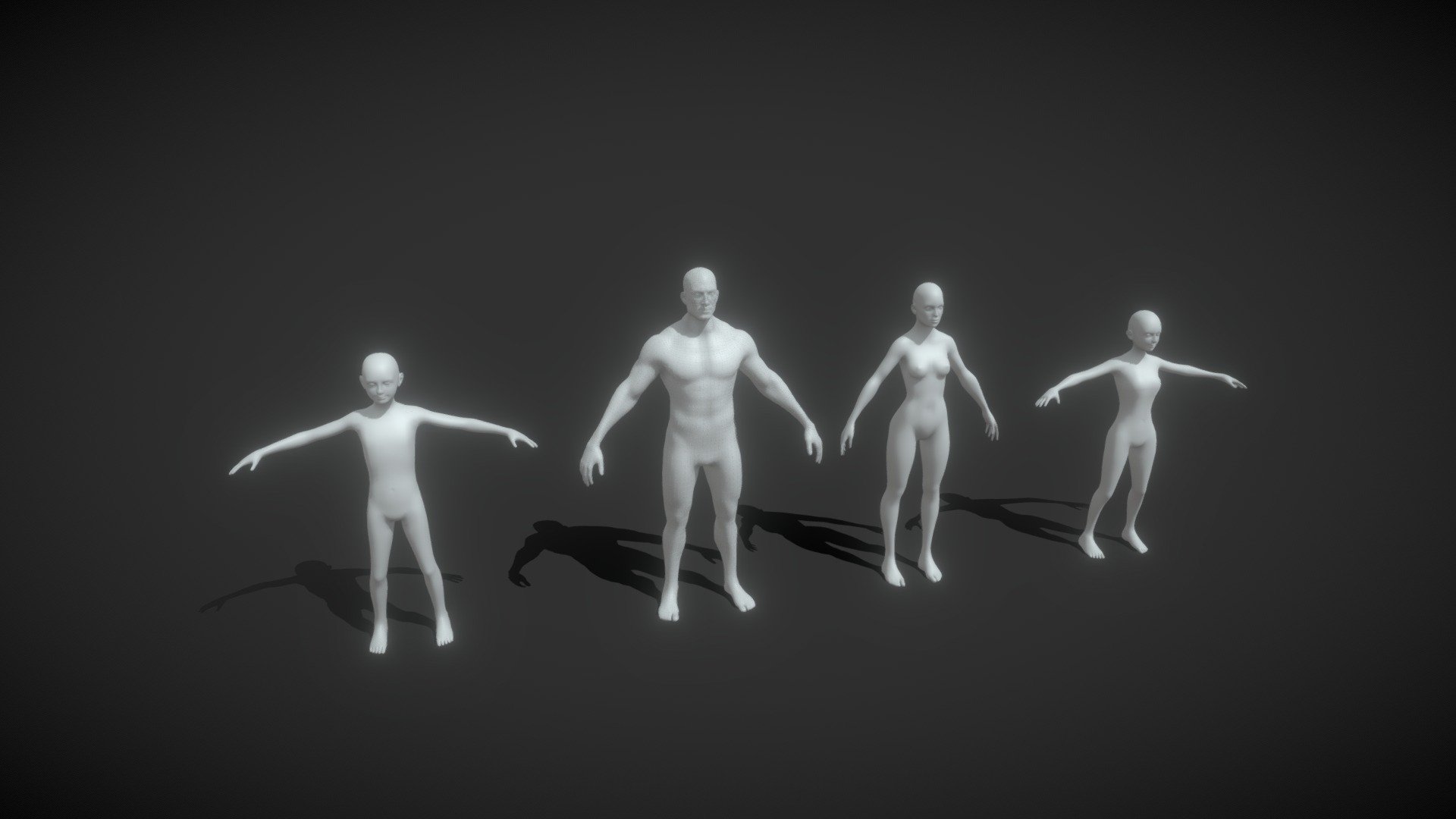 Human Body Base Mesh Family Pack 10k Polygons - Buy Royalty Free 3D ...