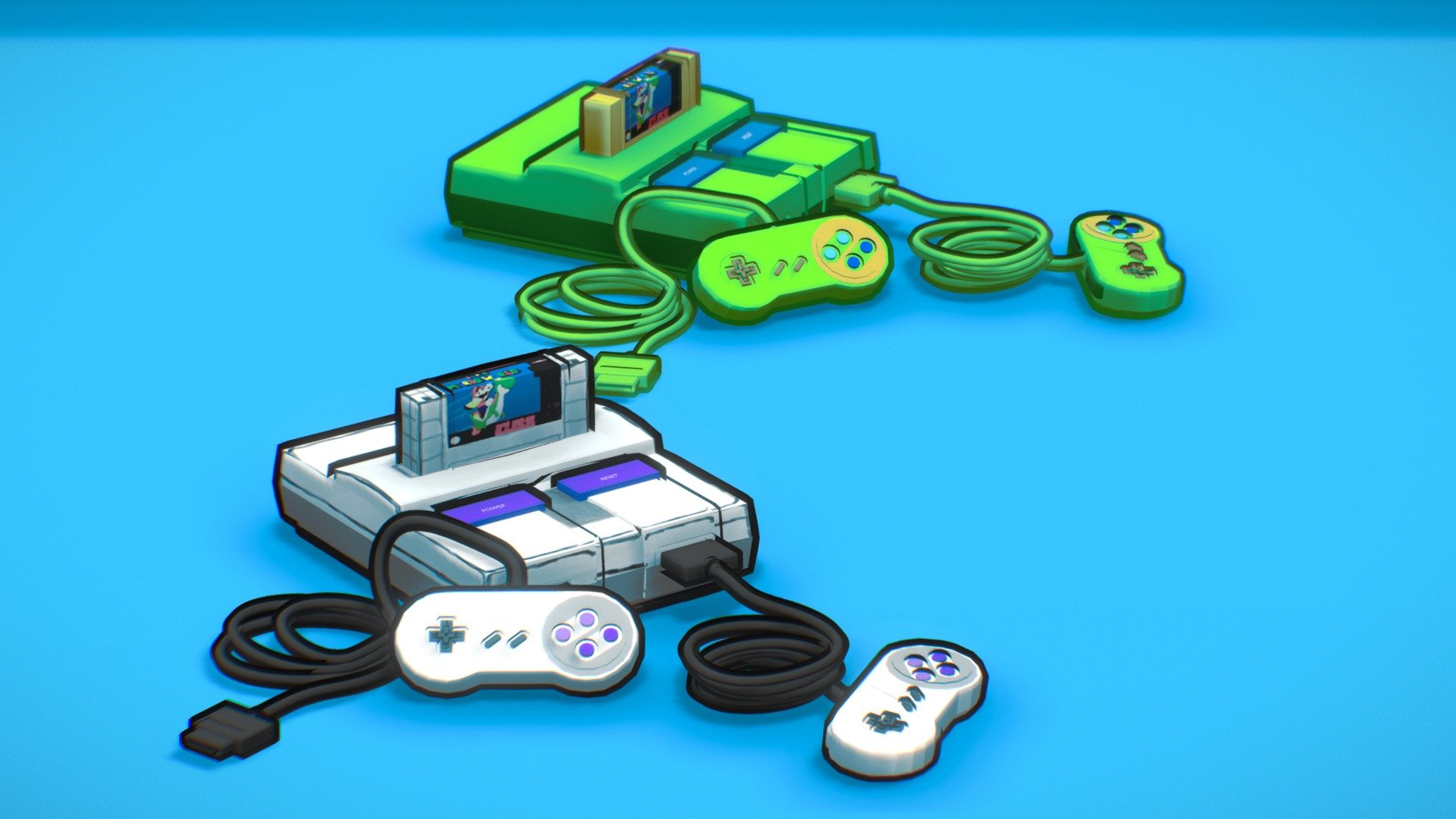 SNES Retro Console - Cartoon - Buy Royalty Free 3D model by ...