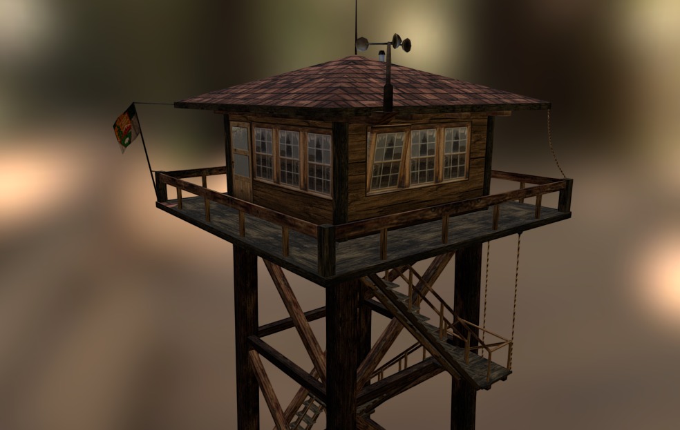 Fire Lookout Tower - 3D model by muhtesemozcinar [8ee492b] - Sketchfab