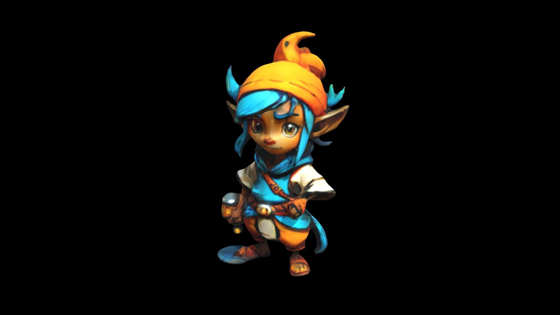 An illustration of an animated elf with blue hai - Download Free 3D ...