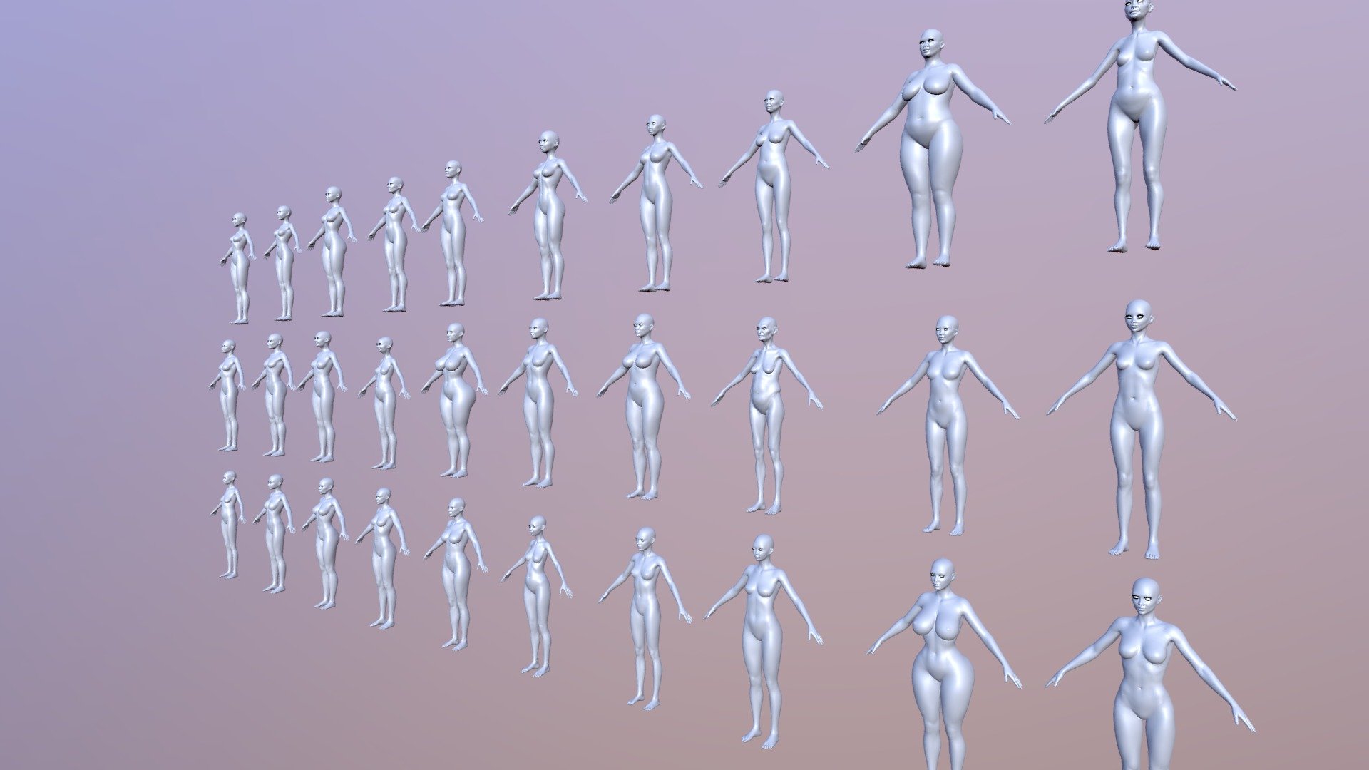 30 FEMALE BASE MESH VOLUME 1+2+3 (1-30) - Buy Royalty Free 3D model by ...