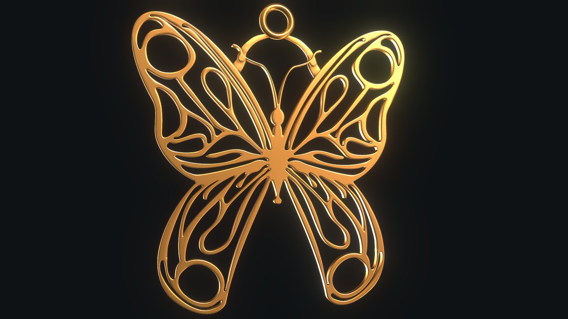 Butterfly Stylized Pendant Amulet Design - Buy Royalty Free 3D model by ...